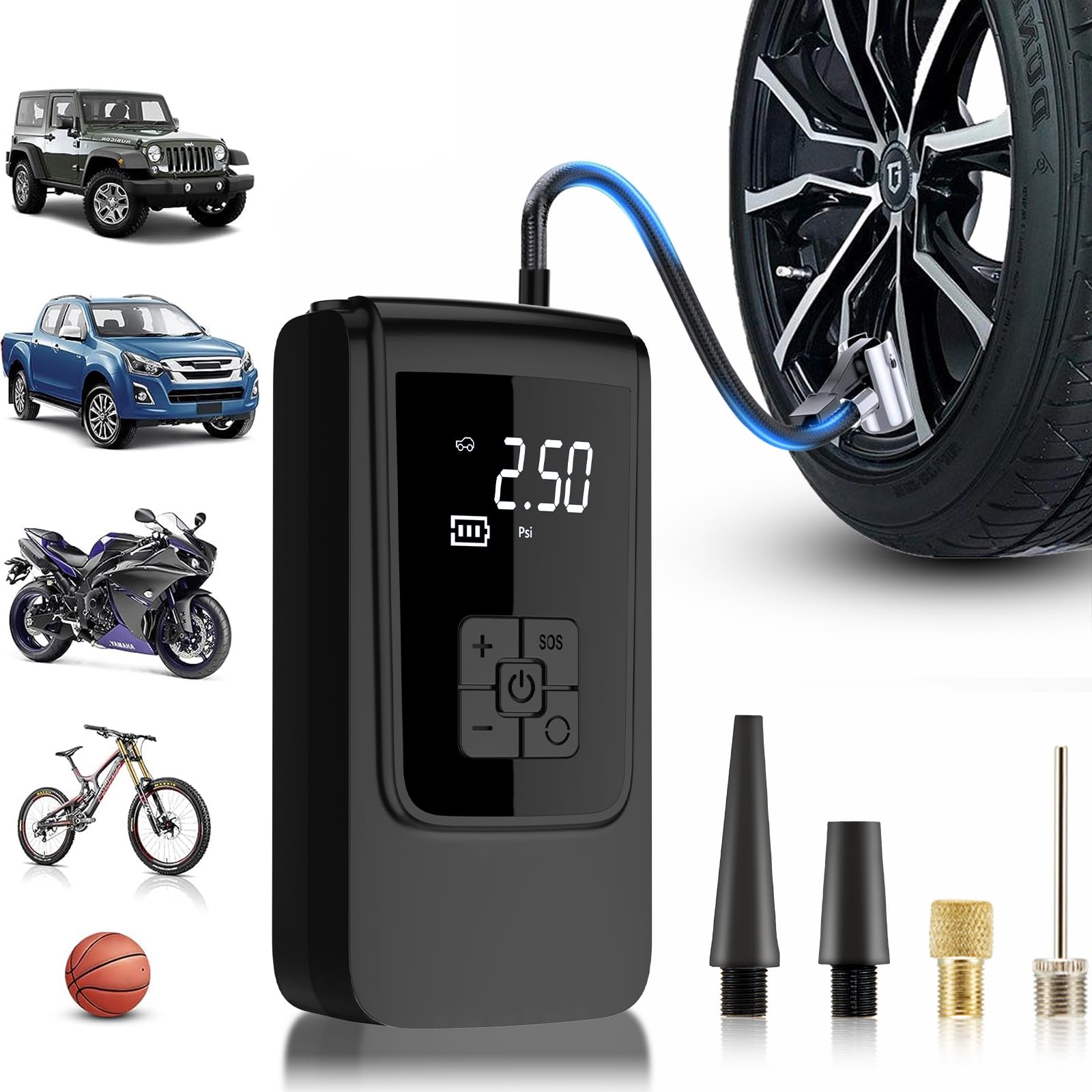 Compresor de Aire Portátil, Inflador de Llantas para auto,150 PSI Bomba ...