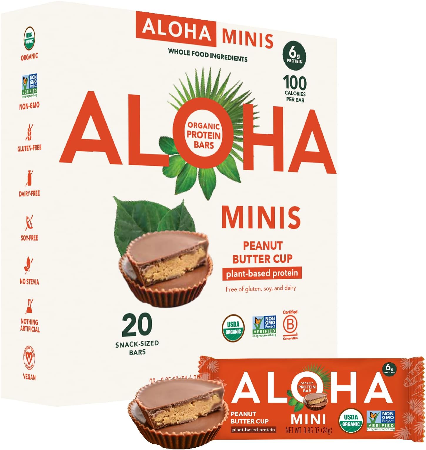 Amazon.com: Aloha Organic Coconut Chocolate Almond Protein Bar 5 Count ...