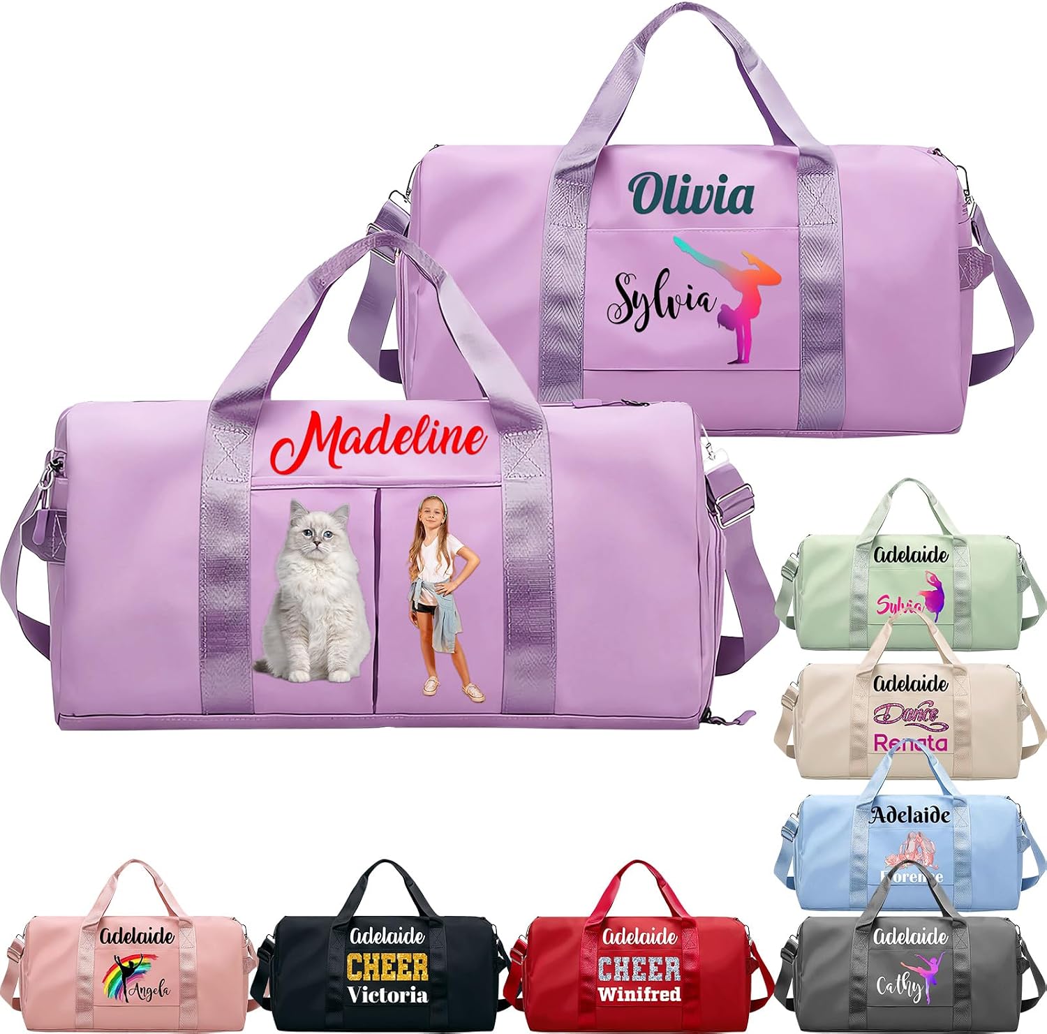 Amazon.com | Personalized Duffle Bag Custom Dance Bag with Name Text ...