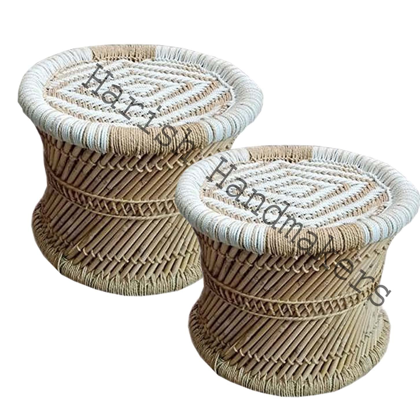 Harish Handmakers ! Natural & Handmade Bamboo Mudda with White & Beige ...