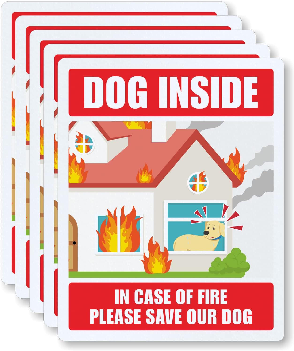 Amazon.com: SmartSign (Pack of 5) 5 x 4 inch “Dog Inside - in Case of ...