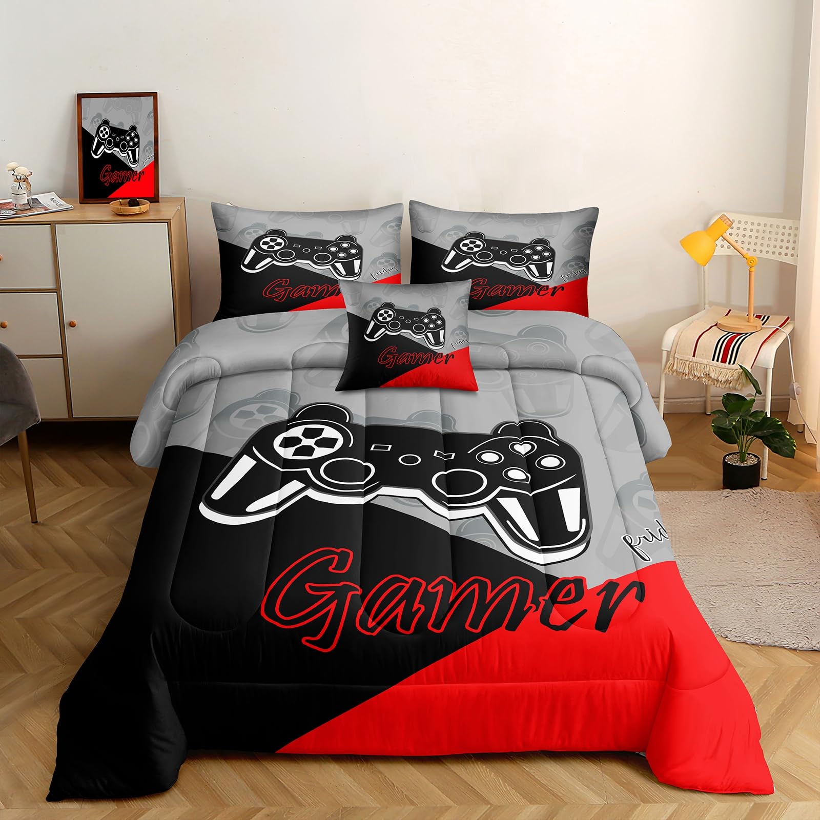 Amazon.com: ROWADALO 6 Pieces Gaming Bedding Set for Boys Teen Gamer ...