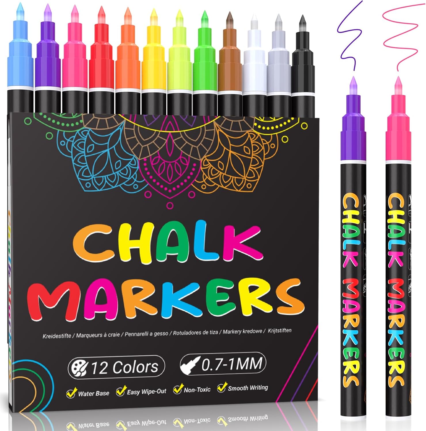 JR.WHITE Liquid Chalk Markers - Erasable 1mm Fine Tip Chalk Pens ...