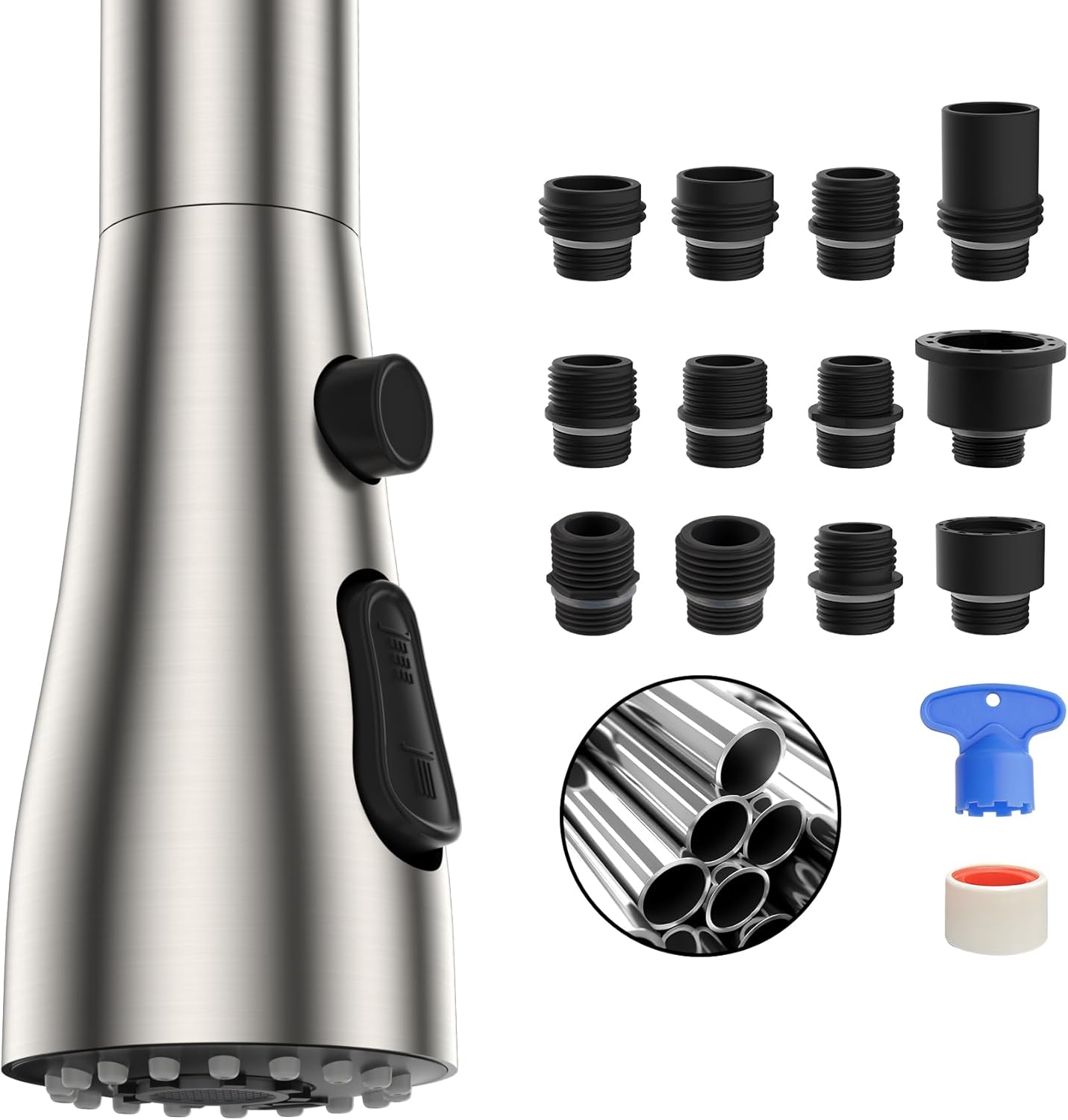 Amazon.com: Hibbent Metal Pull Down Spray Head for Kitchen Faucet ...
