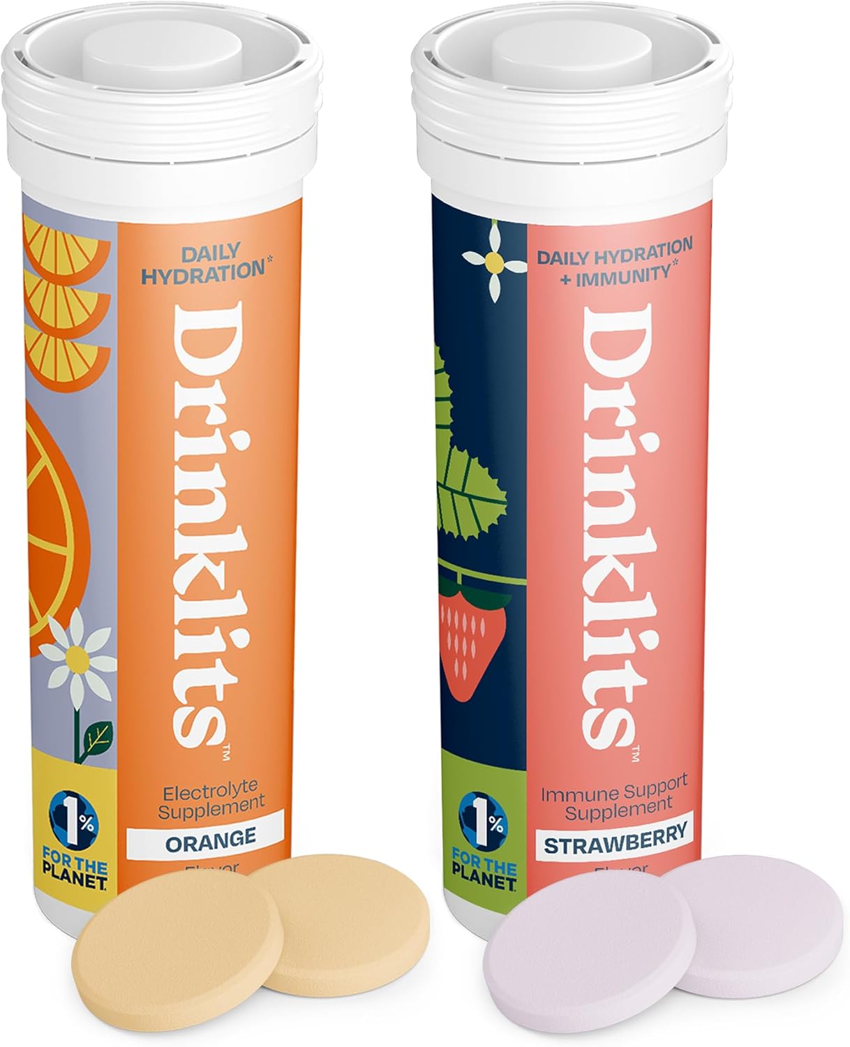 Amazon.com: Drinklits Orange Daily Hydration Tablets + Strawberry ...