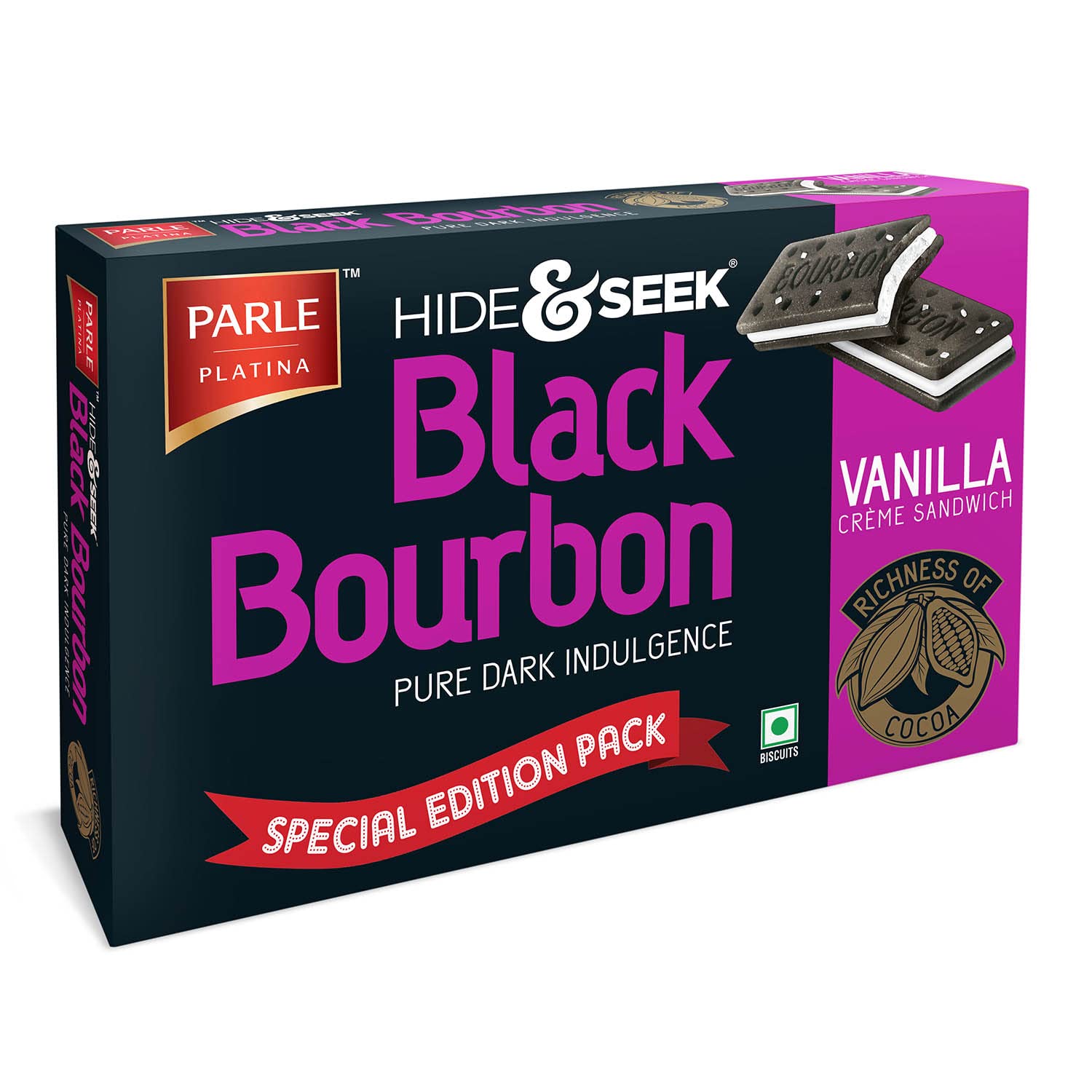 Parle Platina Hide & Seek Black Bourbon Vanilla 270g/ 300g( Weight May ...