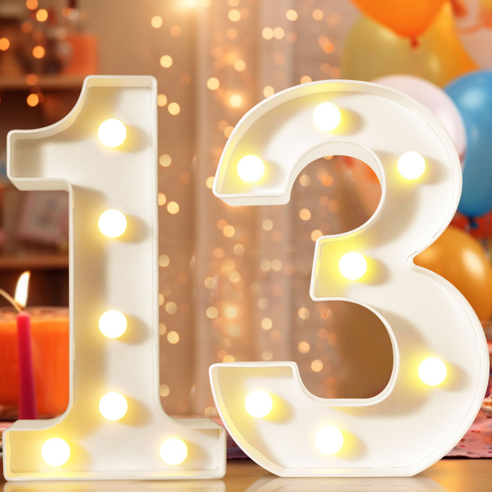 8.8" Decorative LED Light Up Numbers, Marquee Numbers Lights for 13th ...