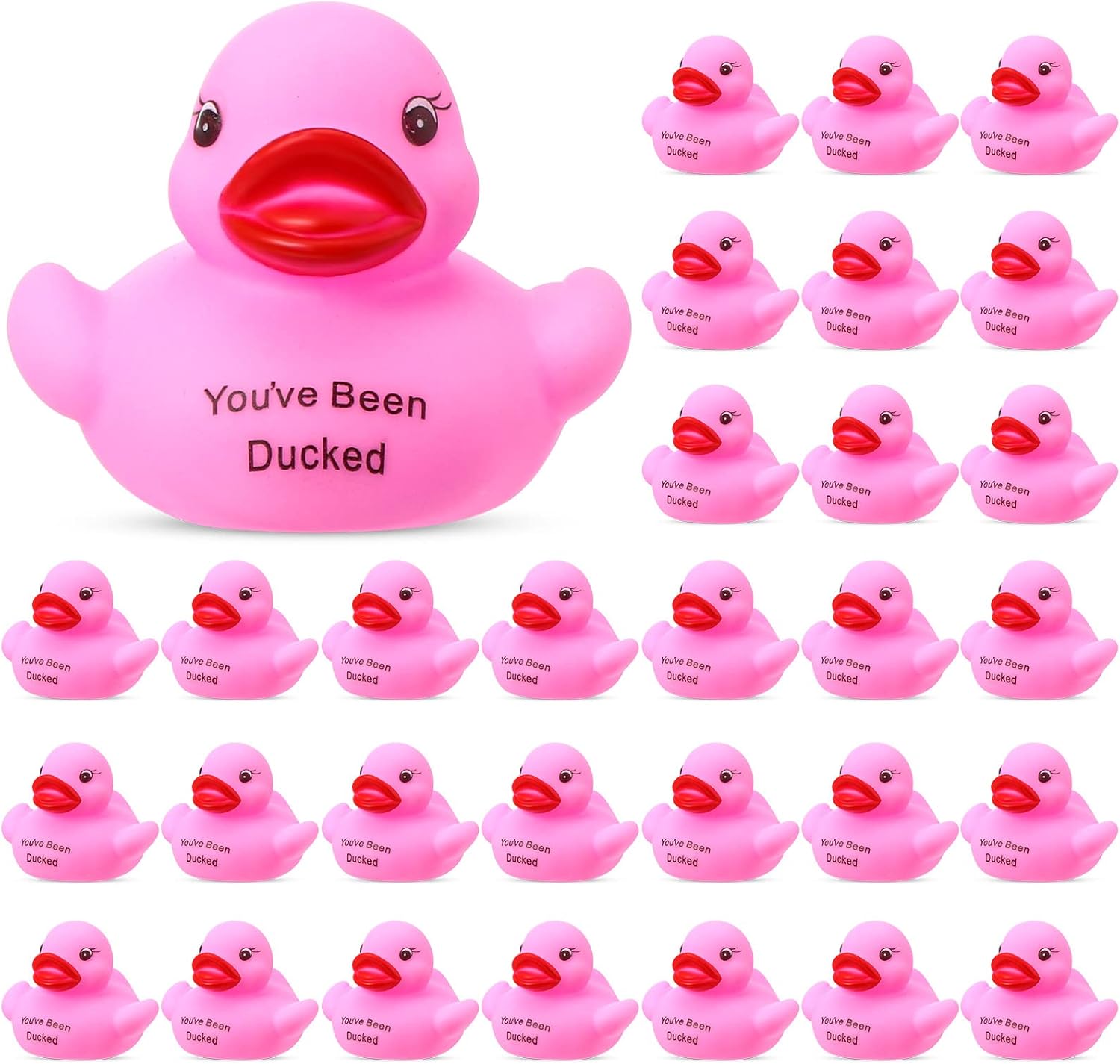 Amazon.com: 30 Pcs Pink Rubber Ducks You've Been Ducks Shower Rubber ...