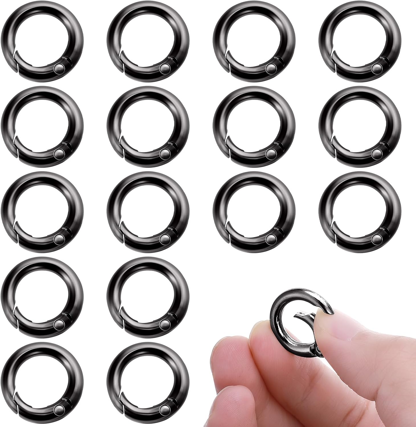 Lusofie 16 Pcs O Ring Clip Spring O Ring Clasp Round Mini Carabiner for ...