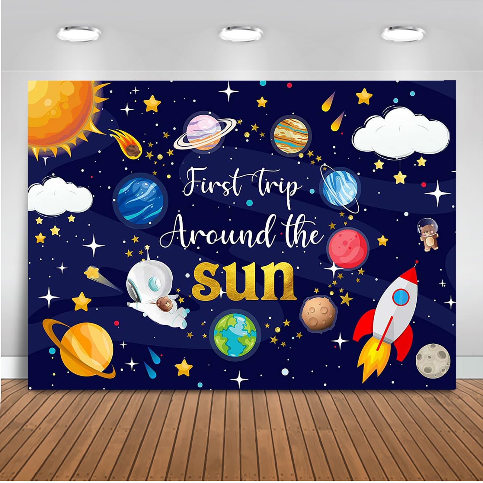 Amazon.com : Mocsicka First Trip Around The Sun Backdrop Boy Outer ...