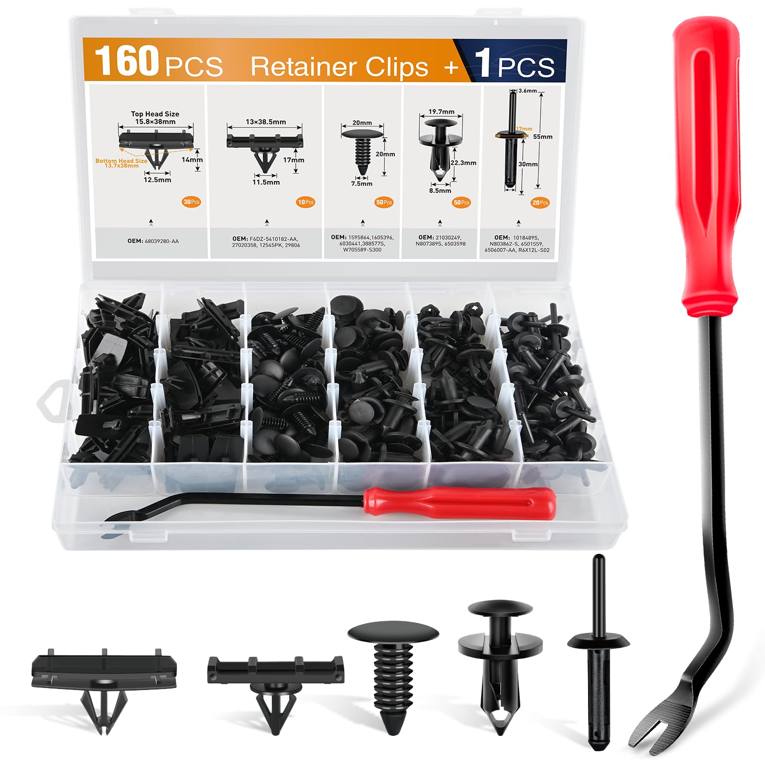 Amazon.com: GOOACC 161PCS Fender Flare Clips with Fastener Remover ...