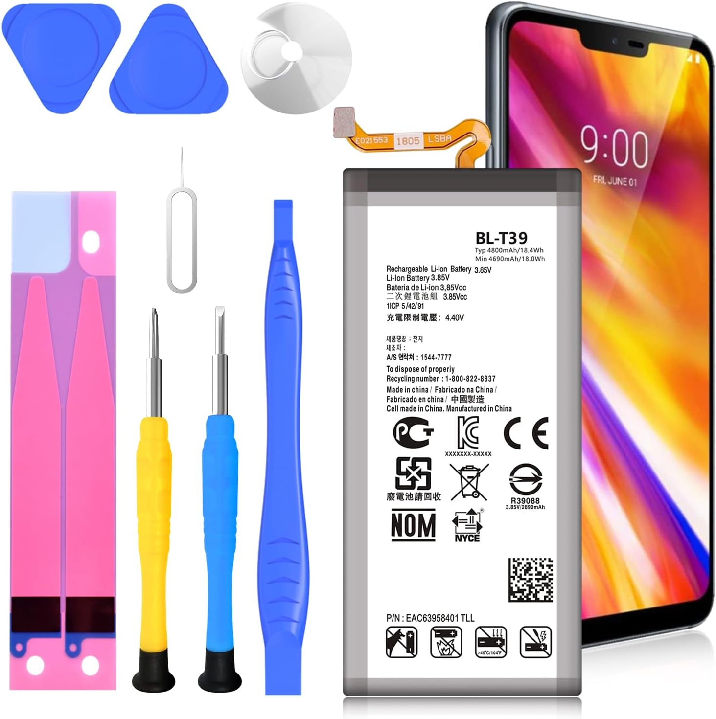 Amazon.com: KOOAQQ BL-T39 Battery, [Upgraded] 4800mAh Ultra High Capacity Replacement Battery ...