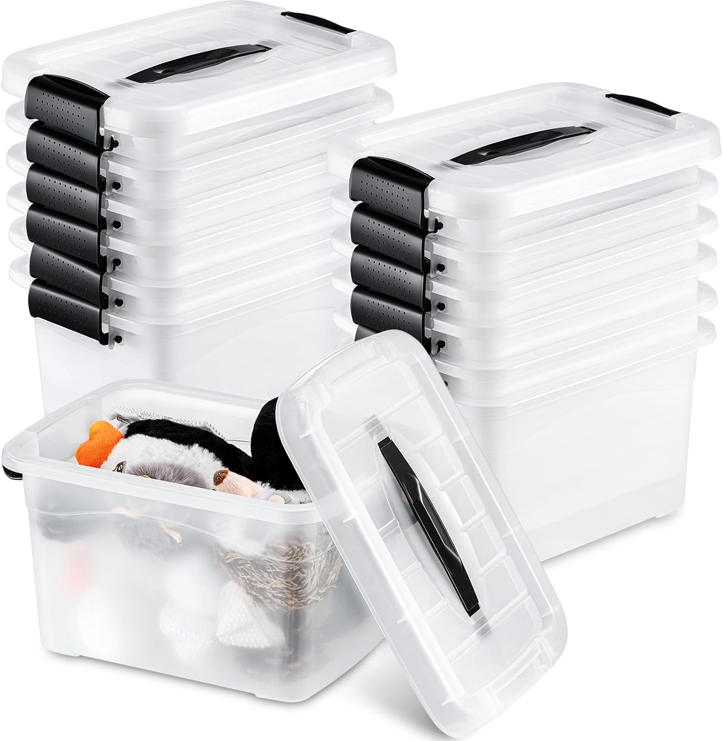 Amazon.com - Cunno 12 Pcs 6 Qt Clear Plastic Storage Bins with Lid and ...