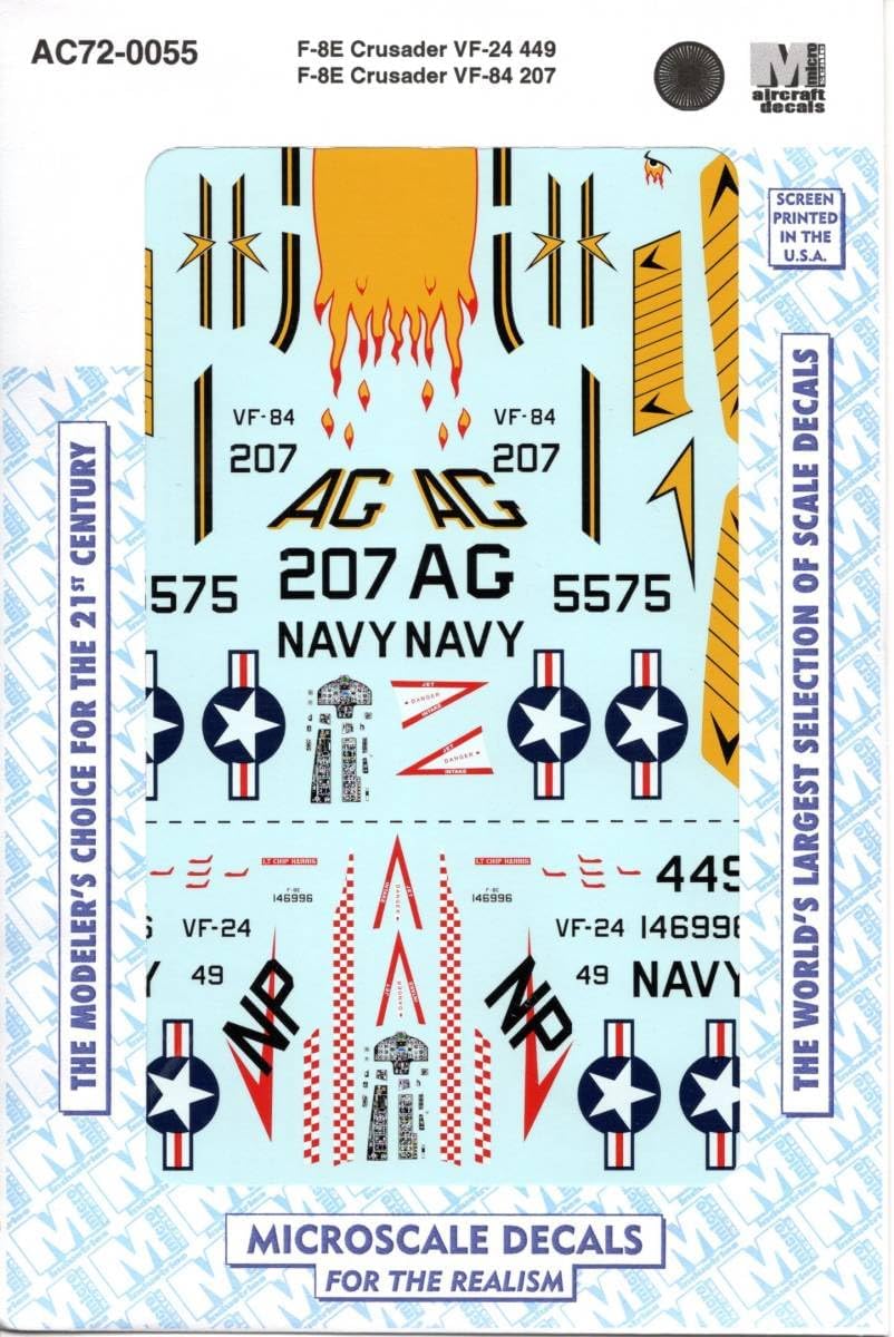 Amazon | 1/72 Microscale decals マイクロスケール デカール 72-0055 F-8E Crusader VF ...