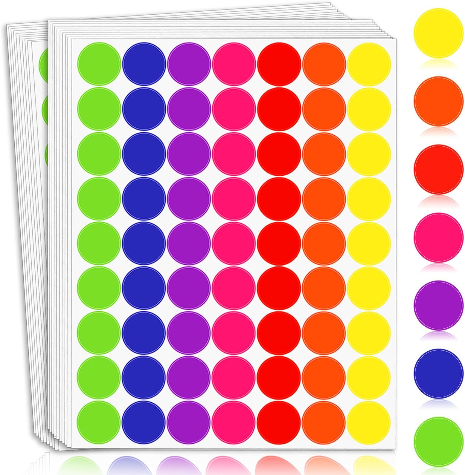Amazon.com : 1050 PCS Colored Dot Sticker, 10 Bright Color Round Polka ...