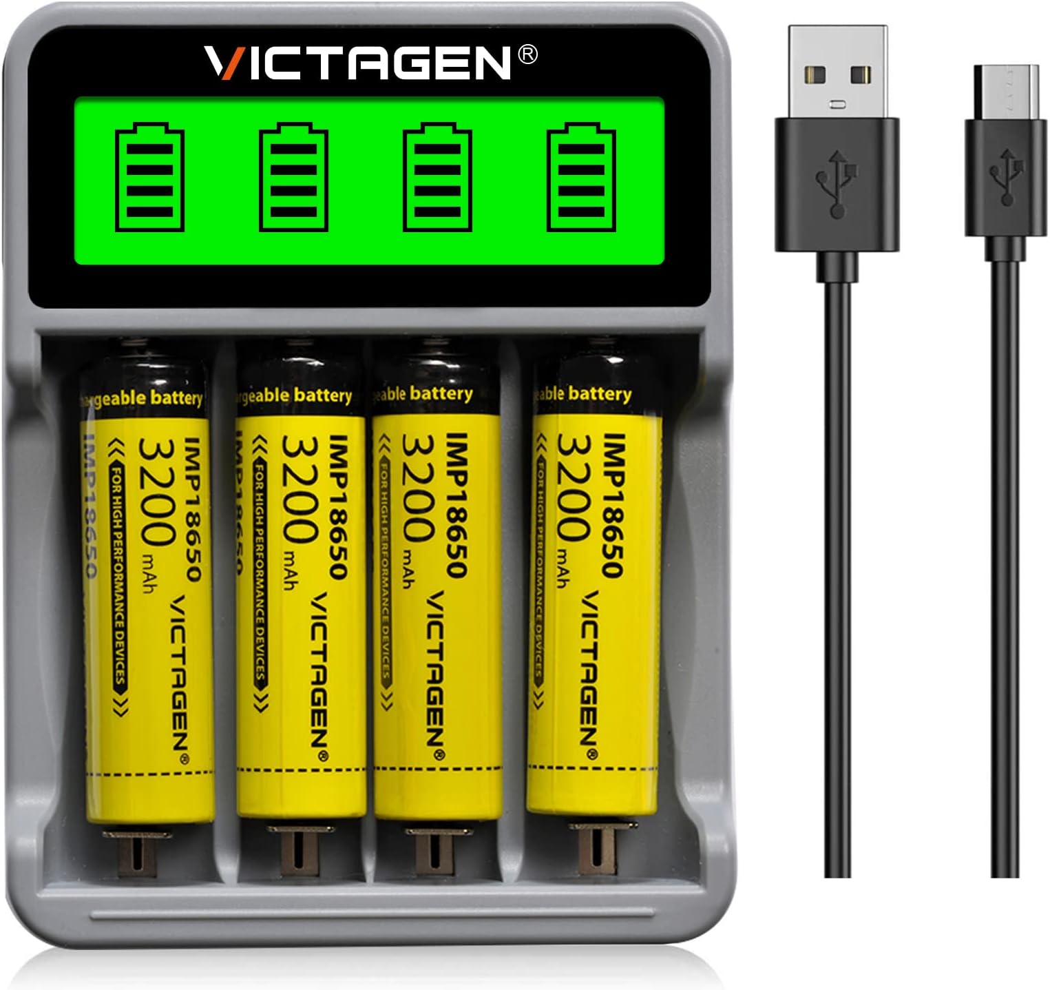 Amazon.com: 18650 Battery Charger Combo 3.7V, VICTAGEN Universal Smart ...