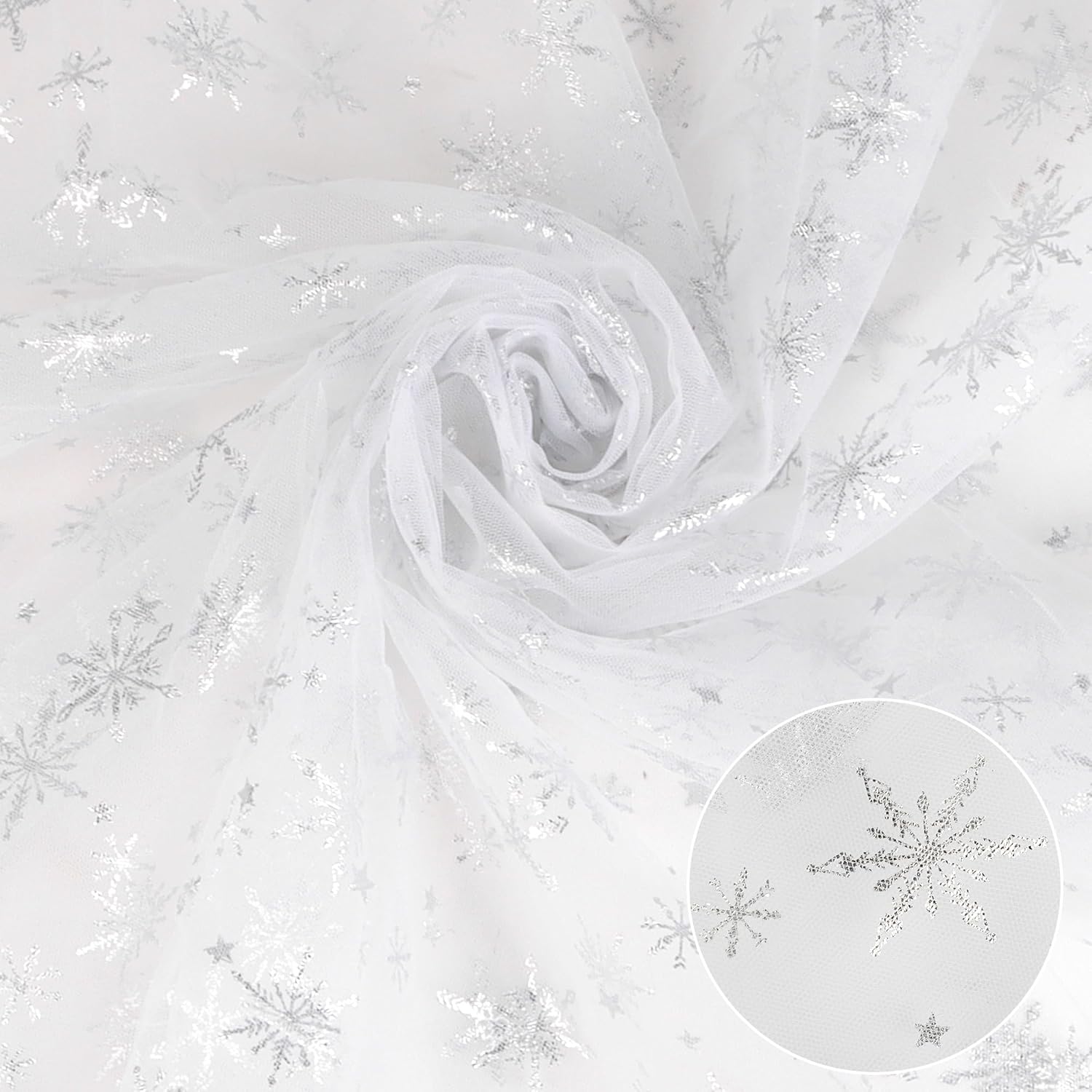 Amazon.com: FOIMAS Sheer Snowflake Organza Fabric,79"x59" White Foil Snowflake Fabric Table ...