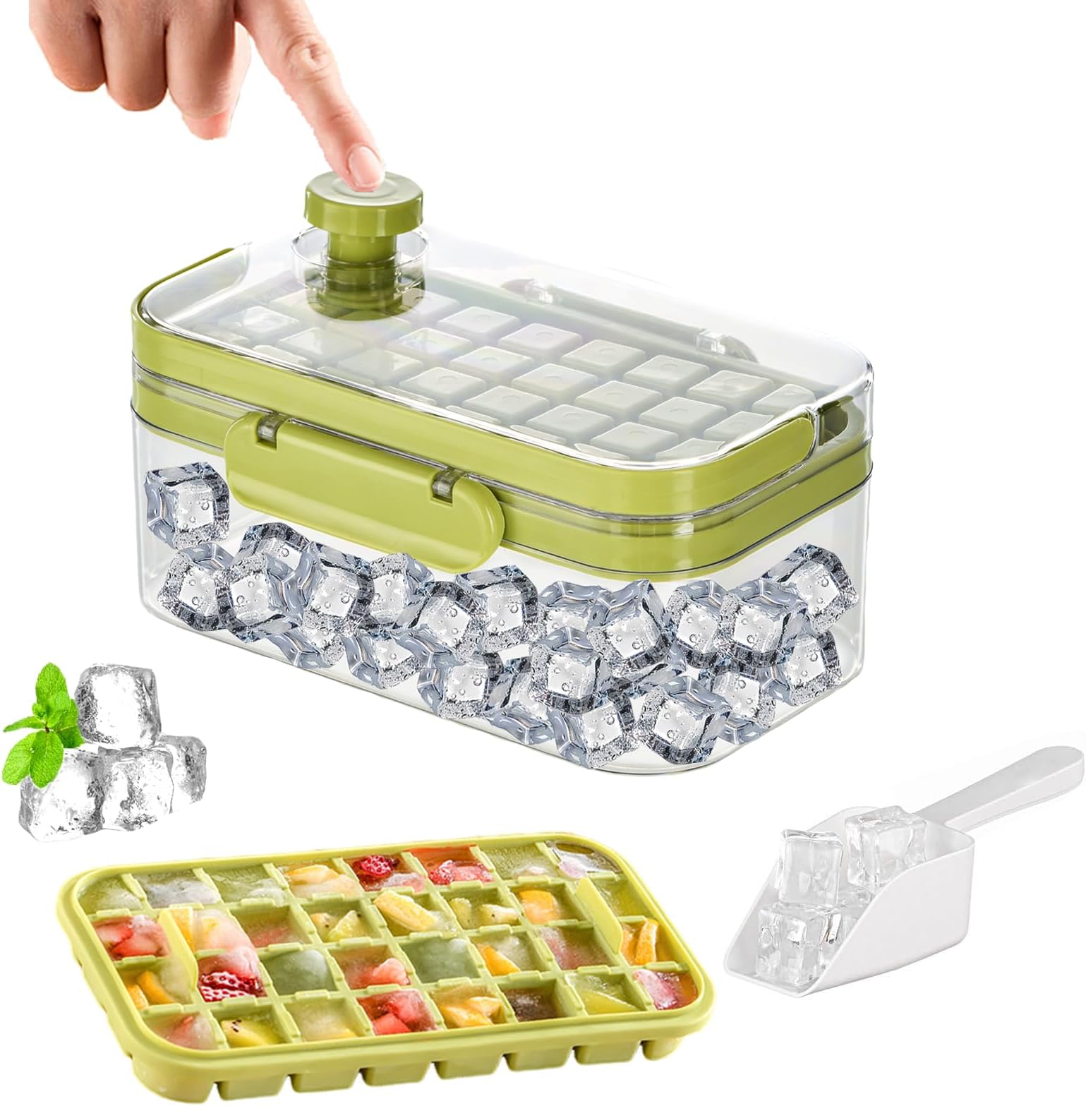Amazon.com: KSOUSLATU Ice Cube Tray with Lid and Bin, Ice Trays for ...