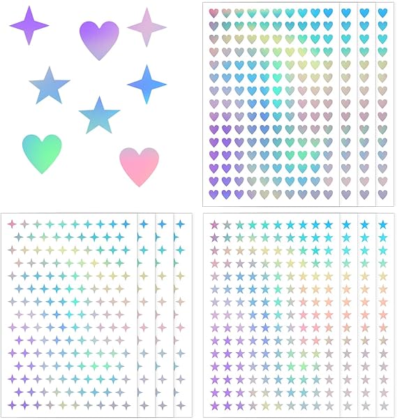 Amazon.com: 1800pcs Mini Holographic Stickers, Glitter Foil Shiny Small ...