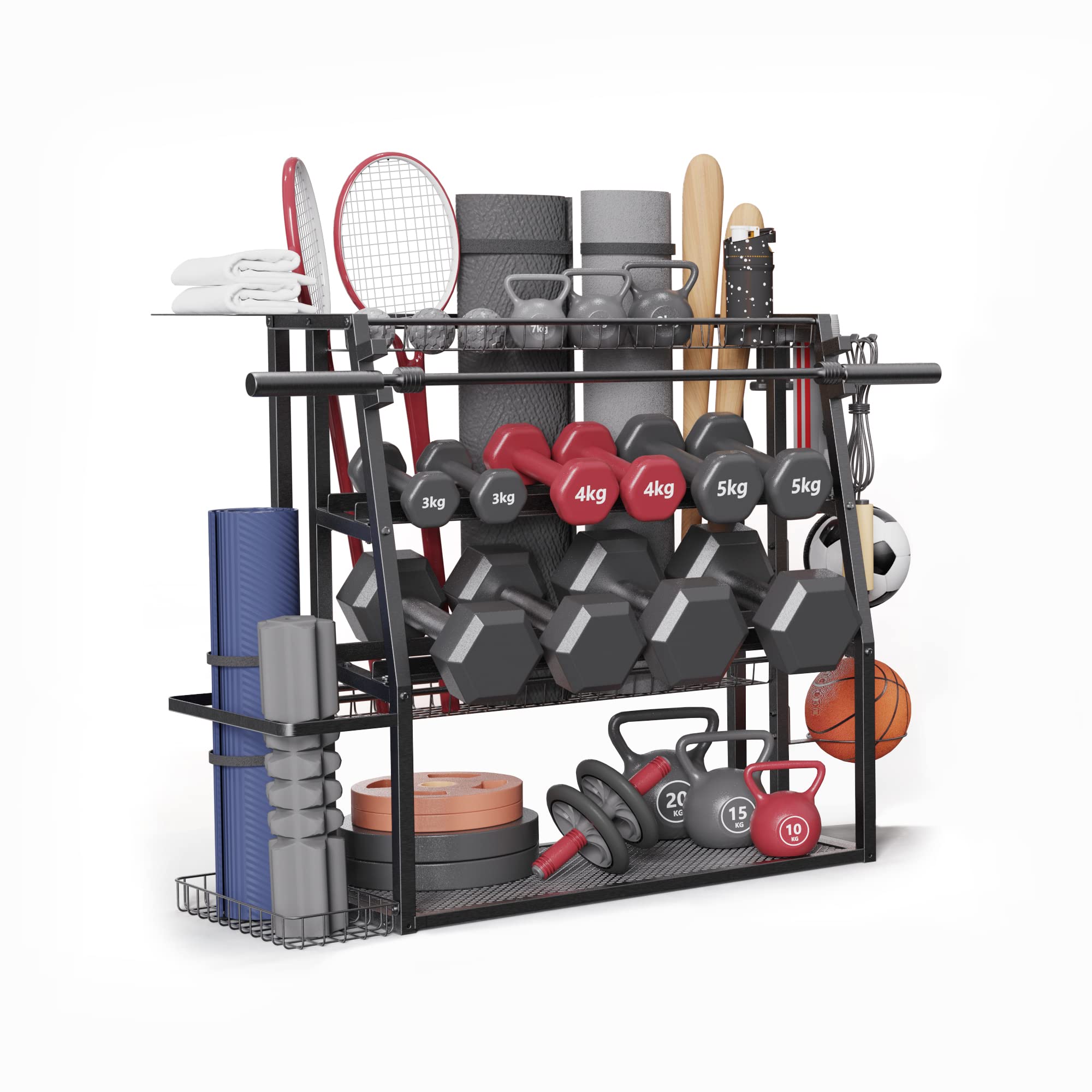 Amazon.com : Merapi 3 Tier Dumbbell Weight Rack, Steel Home Gym Storage ...