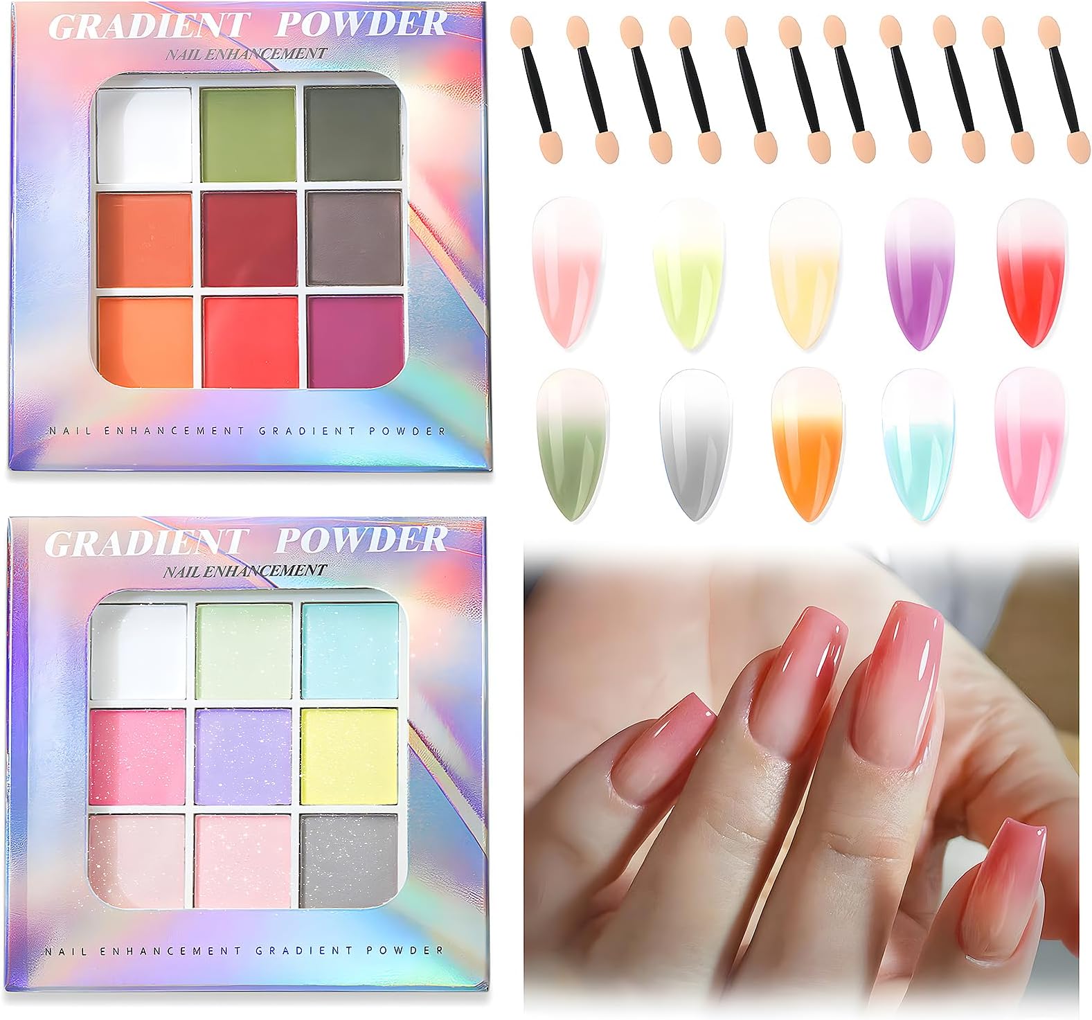 Amazon.com : HomTop 16 Color Nail Pigment Powder Set Create Stunning ...