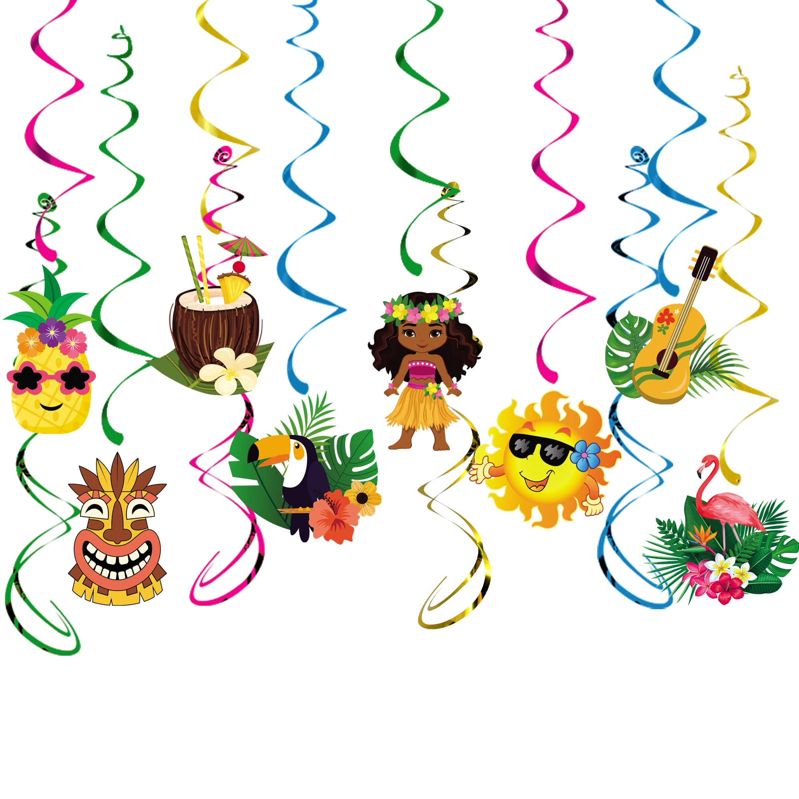 Amazon.com: Hawaiian Tropical Party Decorations Streamers-12Pcs Aloha ...