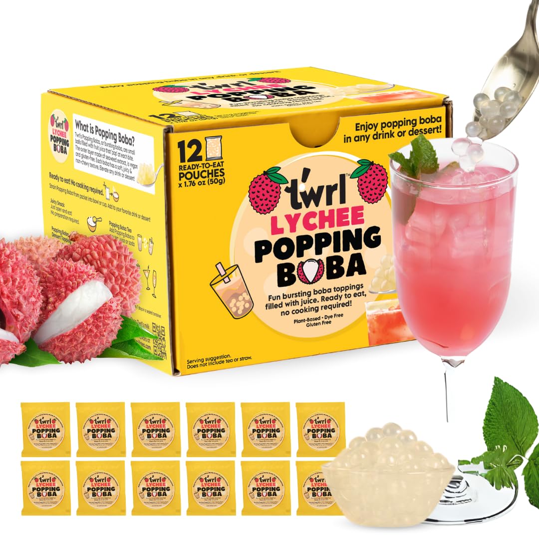 Amazon.com: Twrl Lychee Popping Boba for Bubble Tea - Cafe Style ...