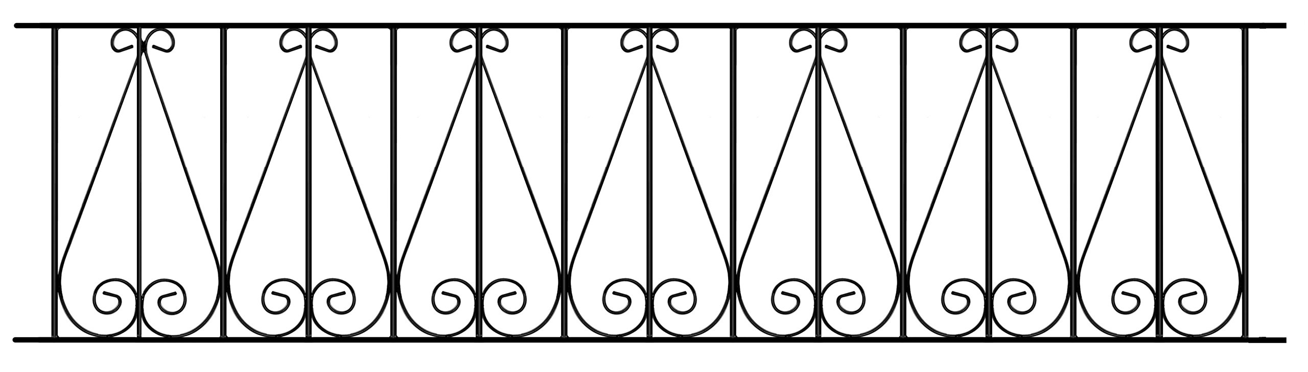 Regent Scroll Railing Fence Panel 1830mm Gap x 395mm High Galvanised ...