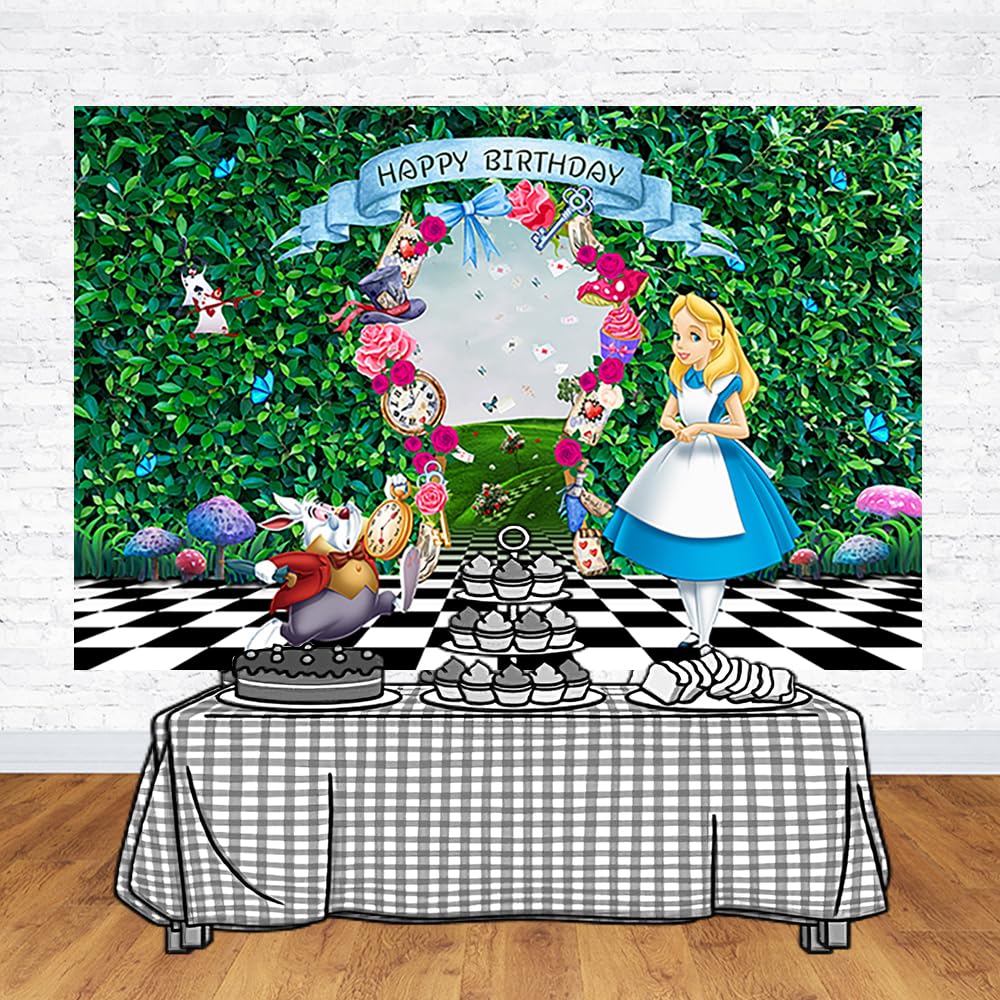 Backdrops Alice In Wonderland Baby Shower Cartoon Princess Alice