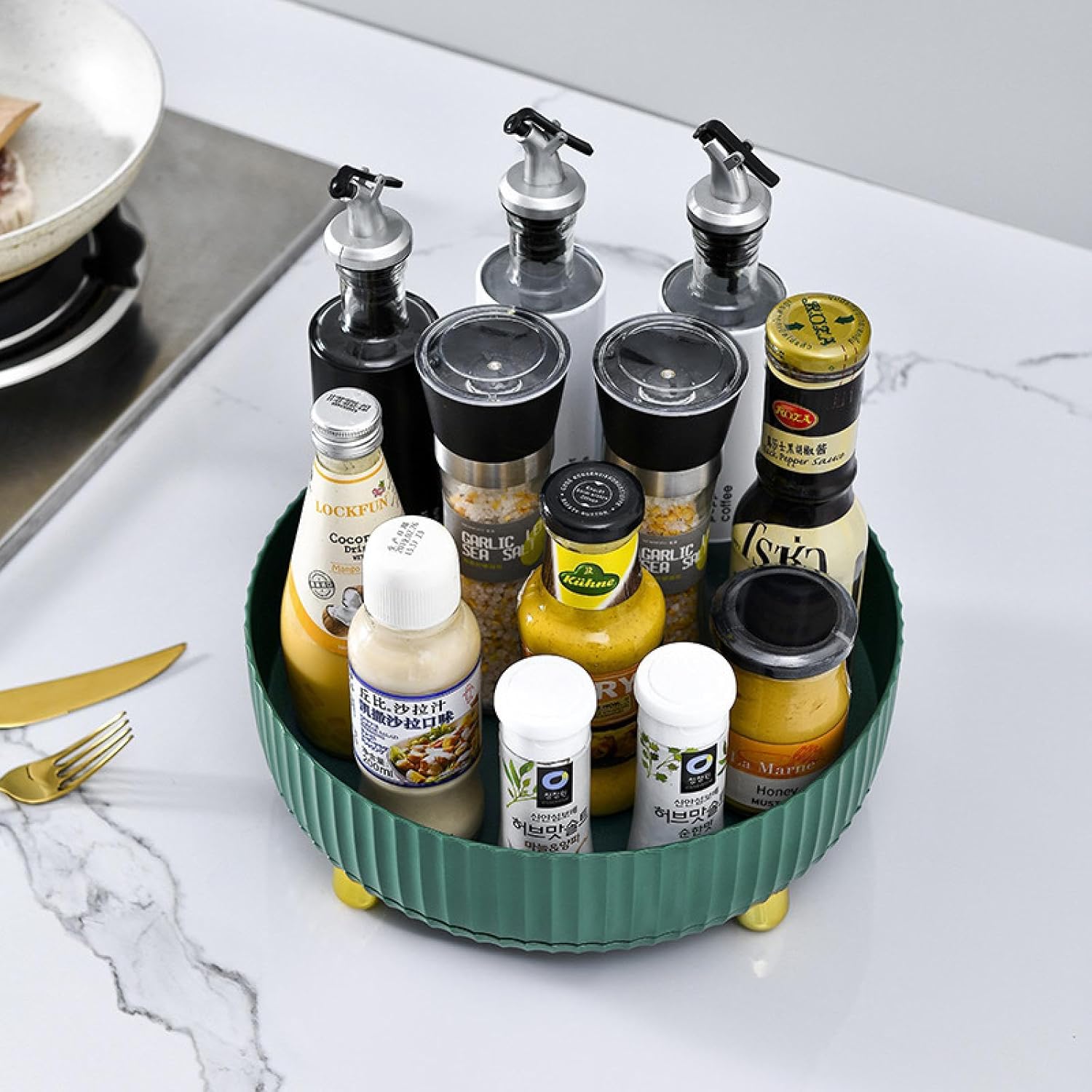 Amazon.com: Rotary table organizer - rotating spice rack, metal cabinet ...