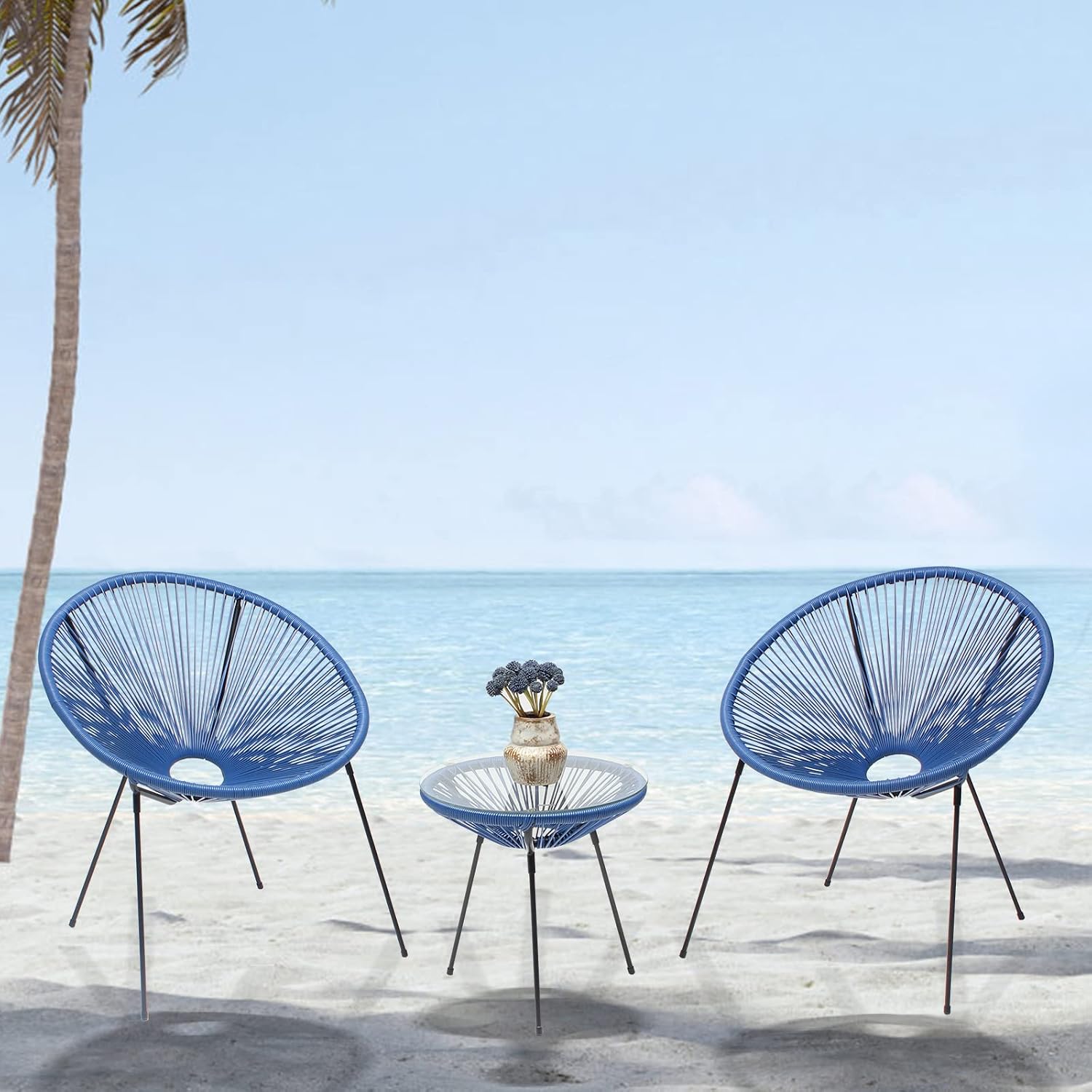 Amazon.com: VARVIND 3 Pieces Outdoor Acapulco Patio Chair,All-Weather ...