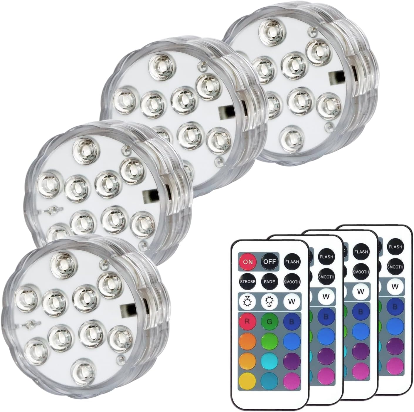 Sunyel Submersible LED Lights, 16 Colors 4 Modes Battery Powered RGB ...