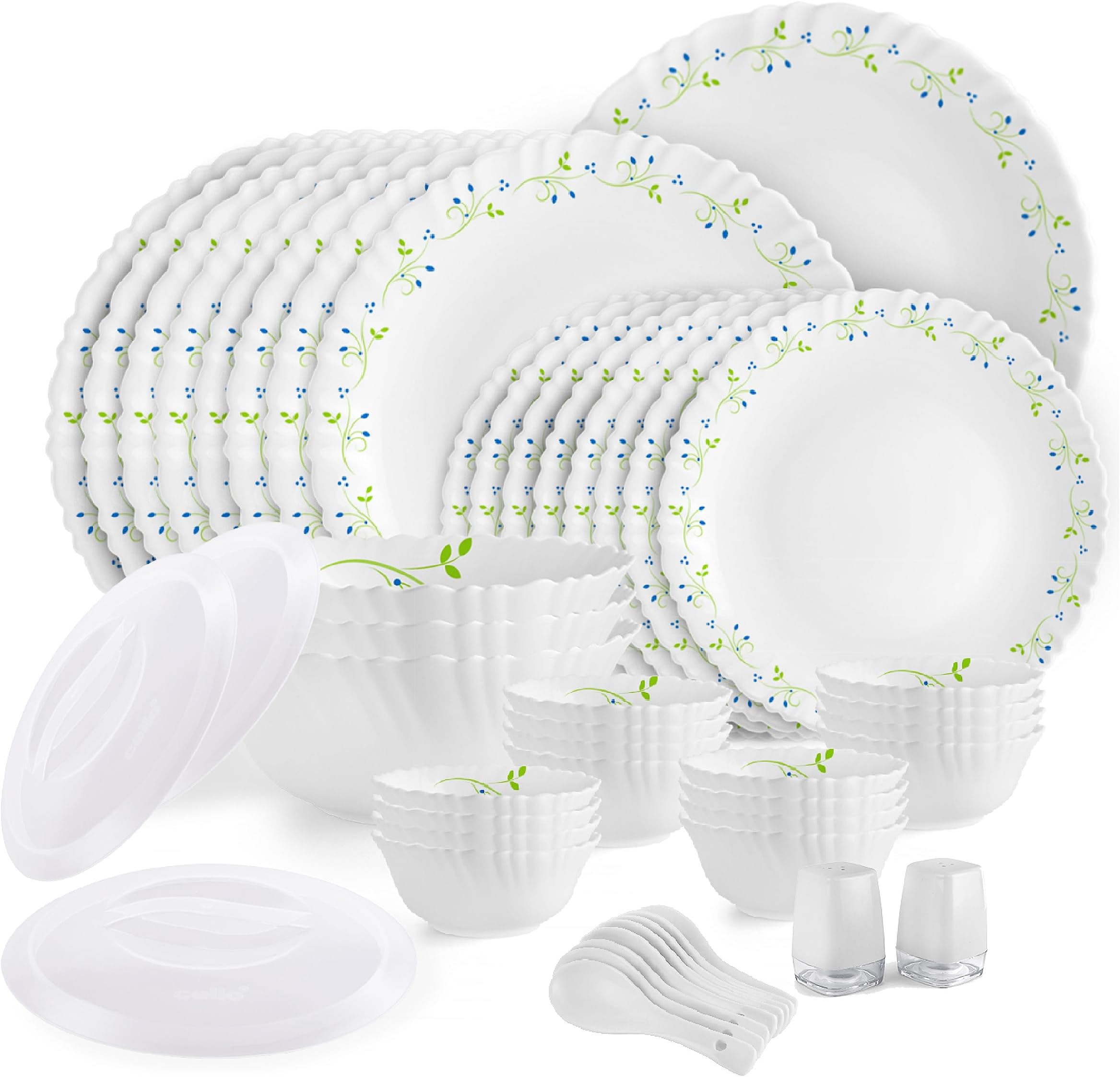 La Opala Opalware Dinner Set - 47 Pieces, White, Standard : Amazon.in ...