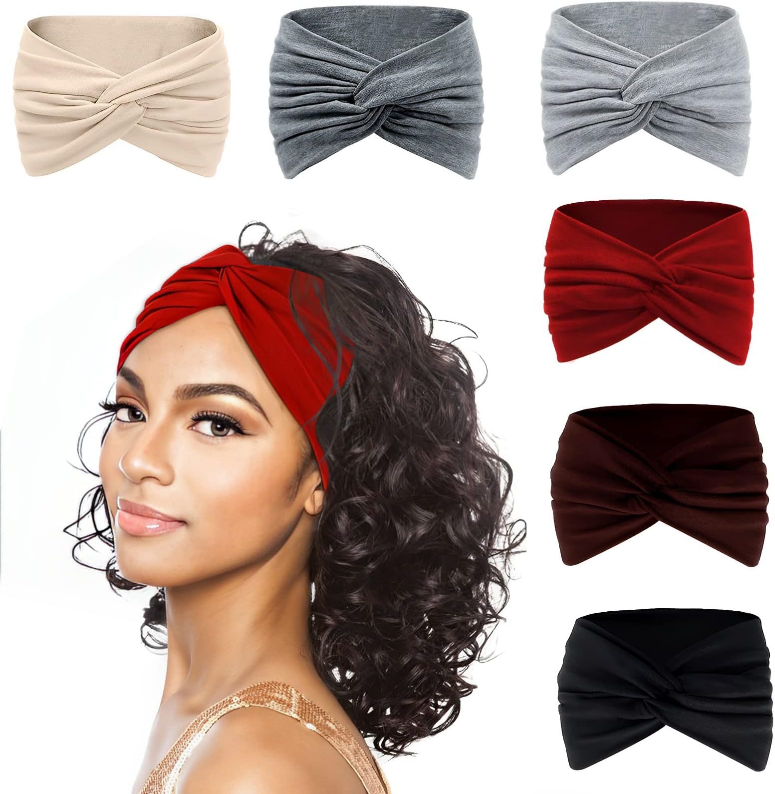Amazon.com: Yclin Wide Headbands for Women, 7'' Extra Large Hair Bands ...