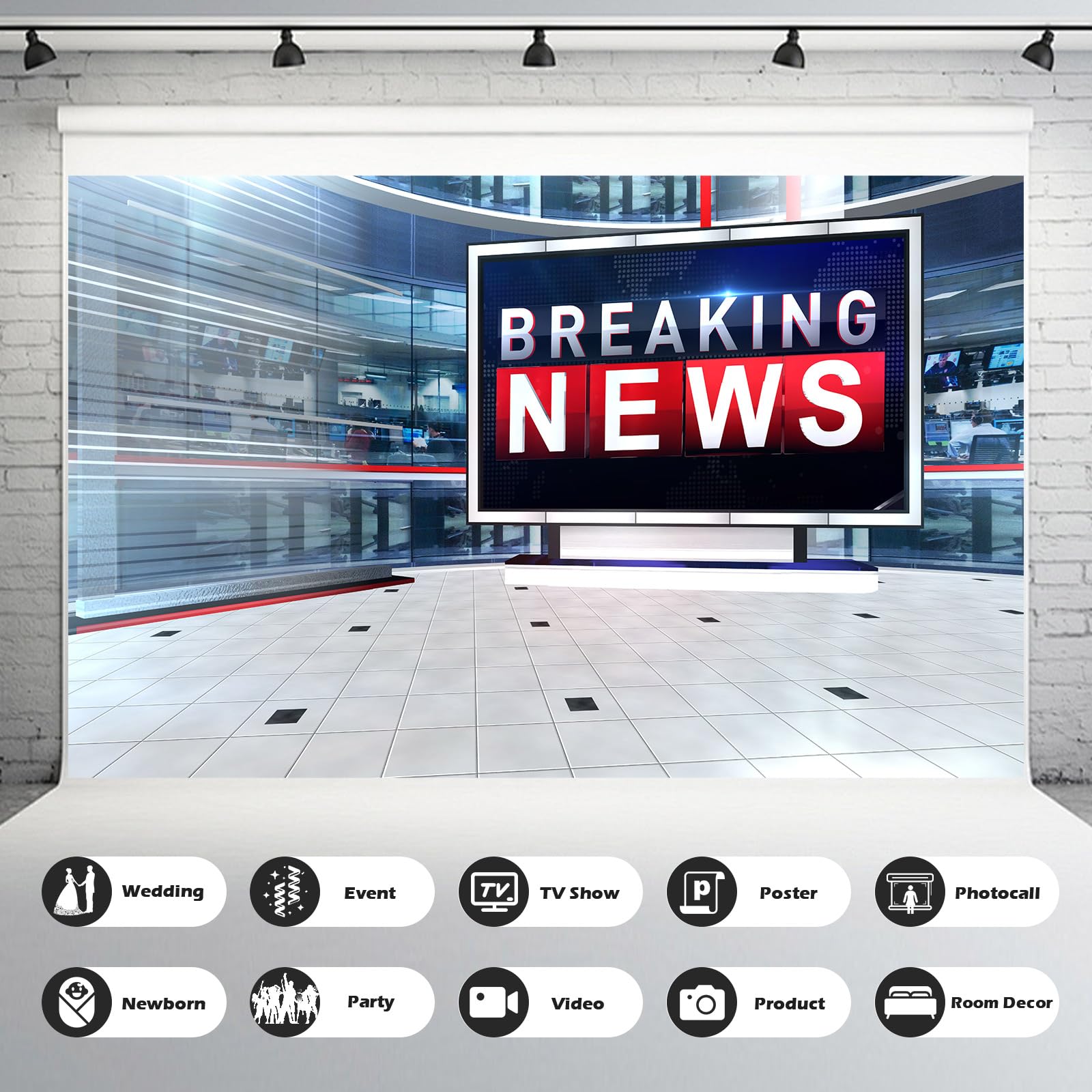 News Backdrop BELECO 7x5ft News Broadcast Backdrop - TV Studio ...