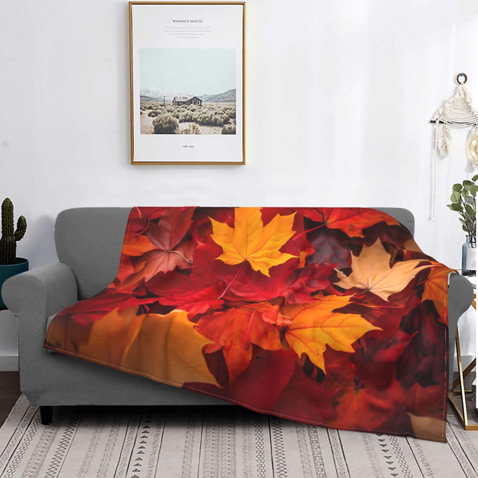 Amazon.com: Mount Hour Fall Maple Leaves Flannel Fleece Throw Blankets ...