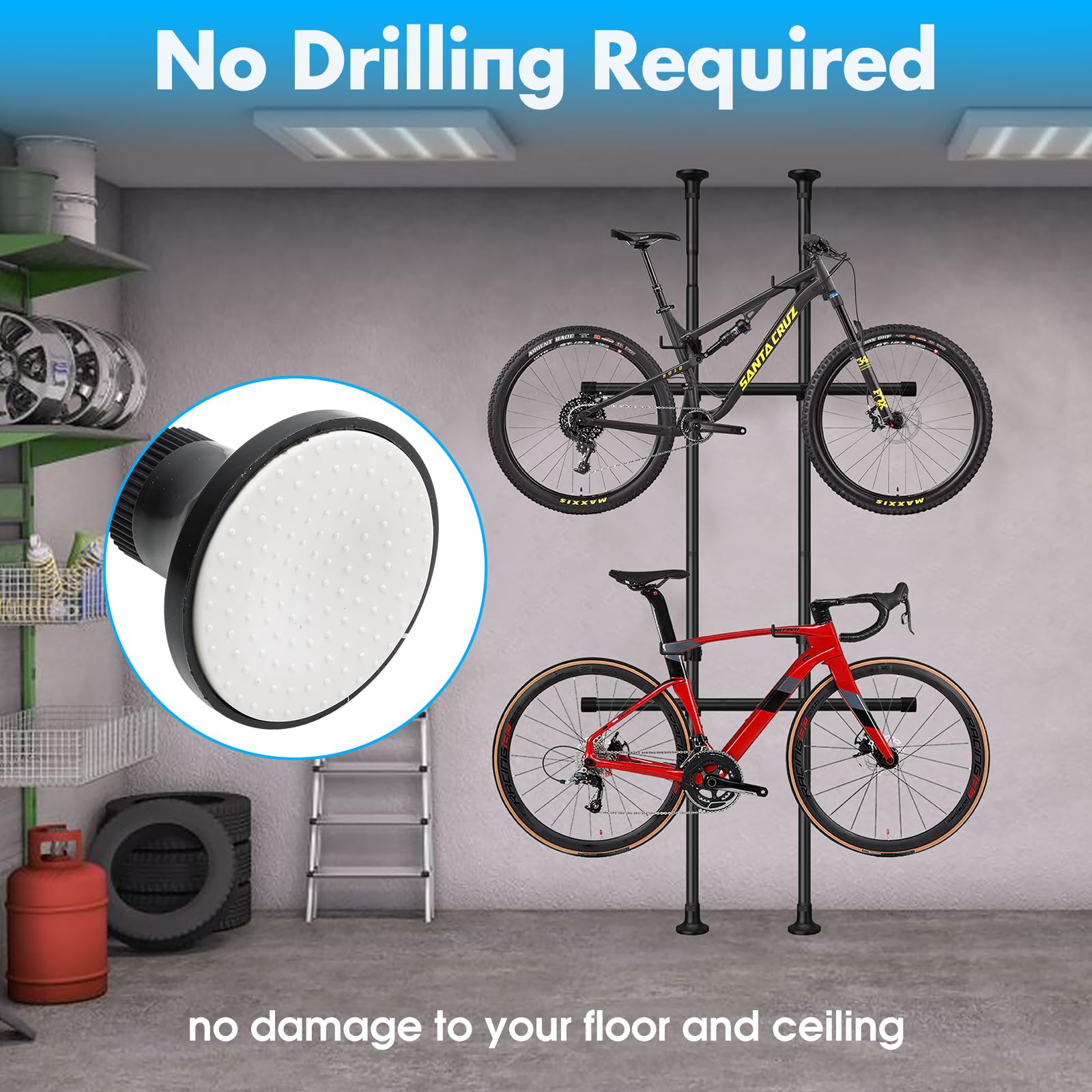 Snapklik.com : Bike Storage Rake, 2 Bike Rack Garage Storage No ...