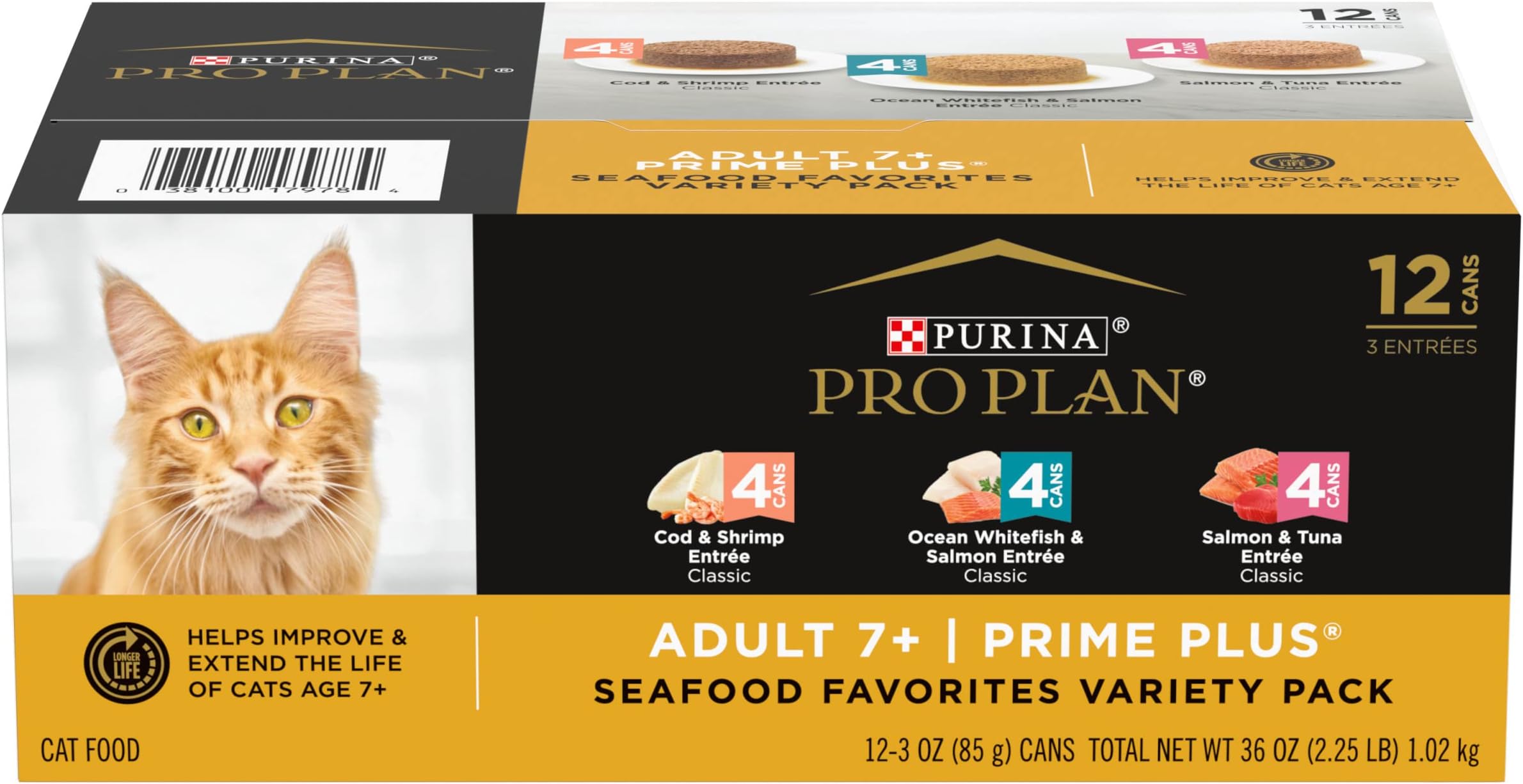 Purina Pro Plan PRIME PLUS Seafood Adult 7+ Wet Cat Food Variety Pack ...