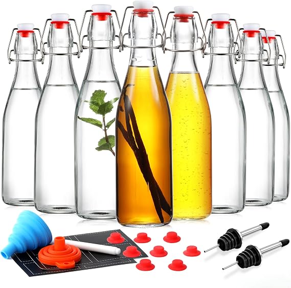 Amazon.com: [ 8 Pack ] Swing Top Glass Bottles - 16 oz Flip Top Beer ...