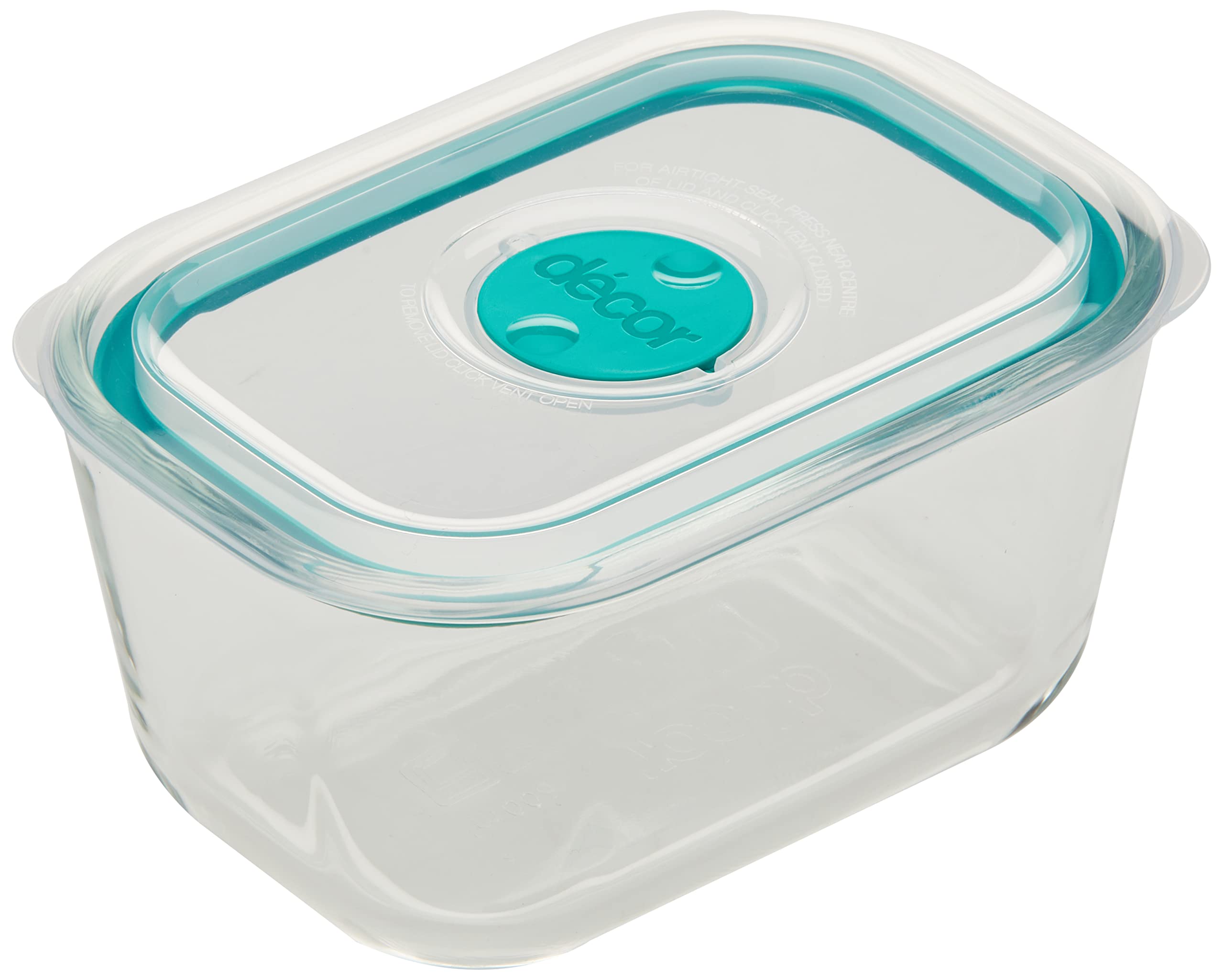 Decor Vent & Seal Glass Oblong Food Container, 600ml Capacity ...