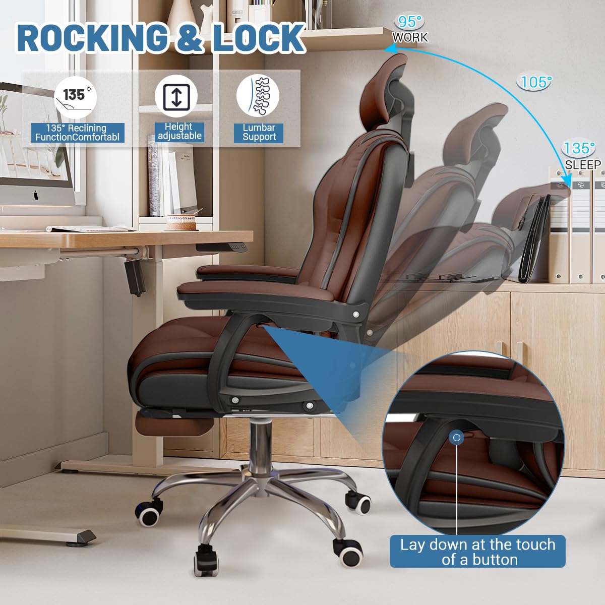 XUEGW Executive Computer Chair Home Office Desk Chair,Adjustable Angle