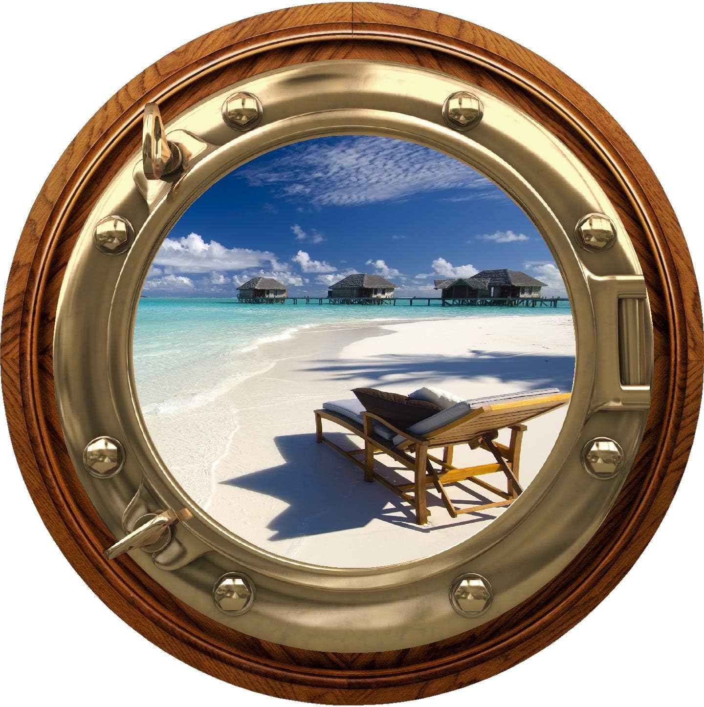 Amazon.com: Port Scape Instant Window View Tropical Beach 1 Brasswood ...