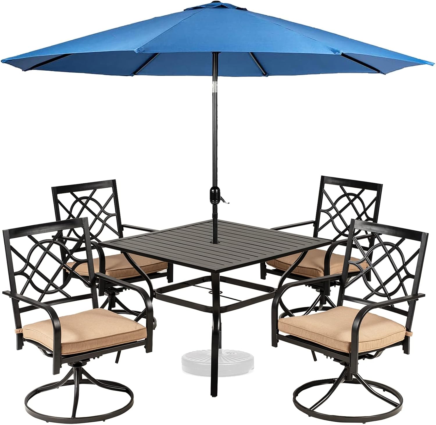Amazon.com: SUNCROWN 5 Pieces Outdoor Dining Set Metal Swivel Cushioned ...