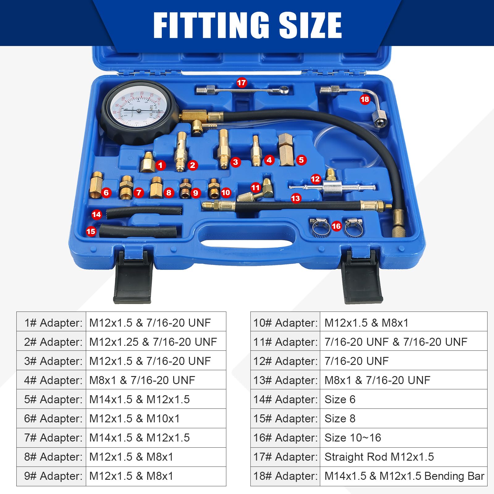 Fuel Pump Tester NYXOVA Fuel Pressure Test Kit - Universal 0-140PSI ...