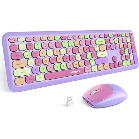 Amazon.com: MOFii Wireless Keyboard Mouse Combo, Colorful Typewriter ...