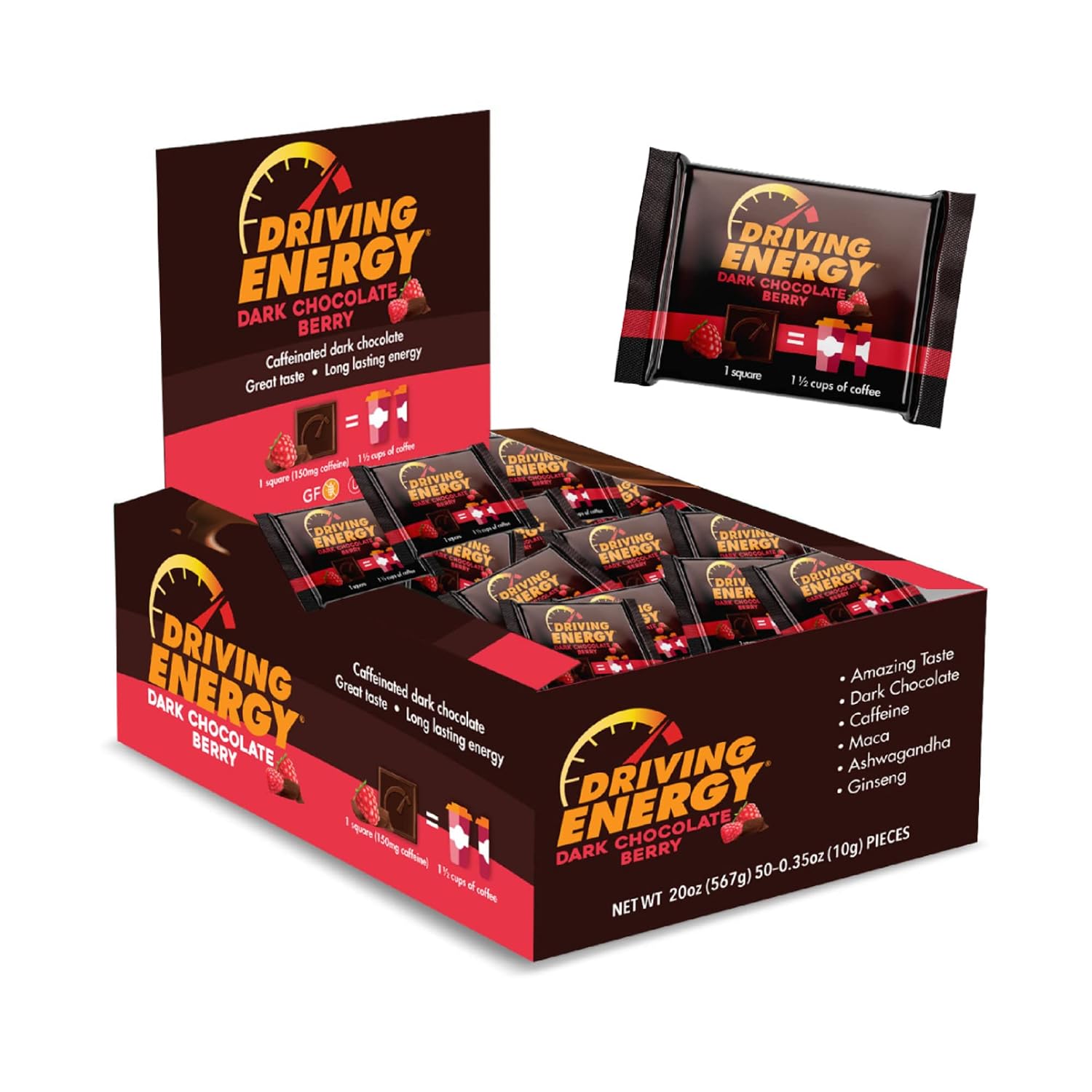 Amazon.com : ZenEvo – Driving Energy Berry Dark Chocolate With Caffeine ...