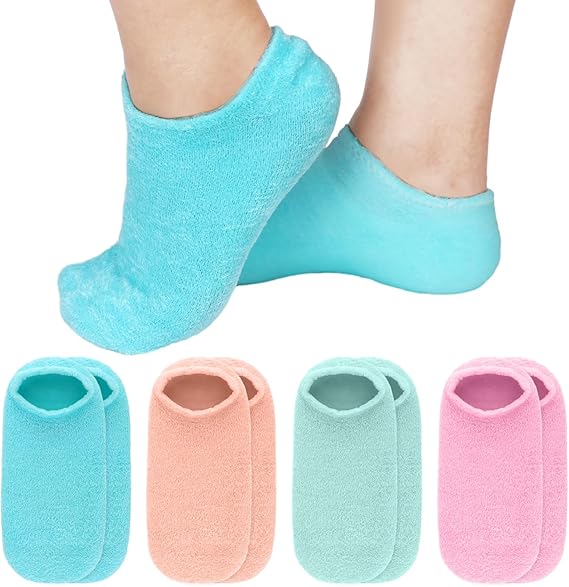 4 Pairs Moisturizing Spa Socks Aloe Socks Gel Sleeping Fuzzy Socks ...
