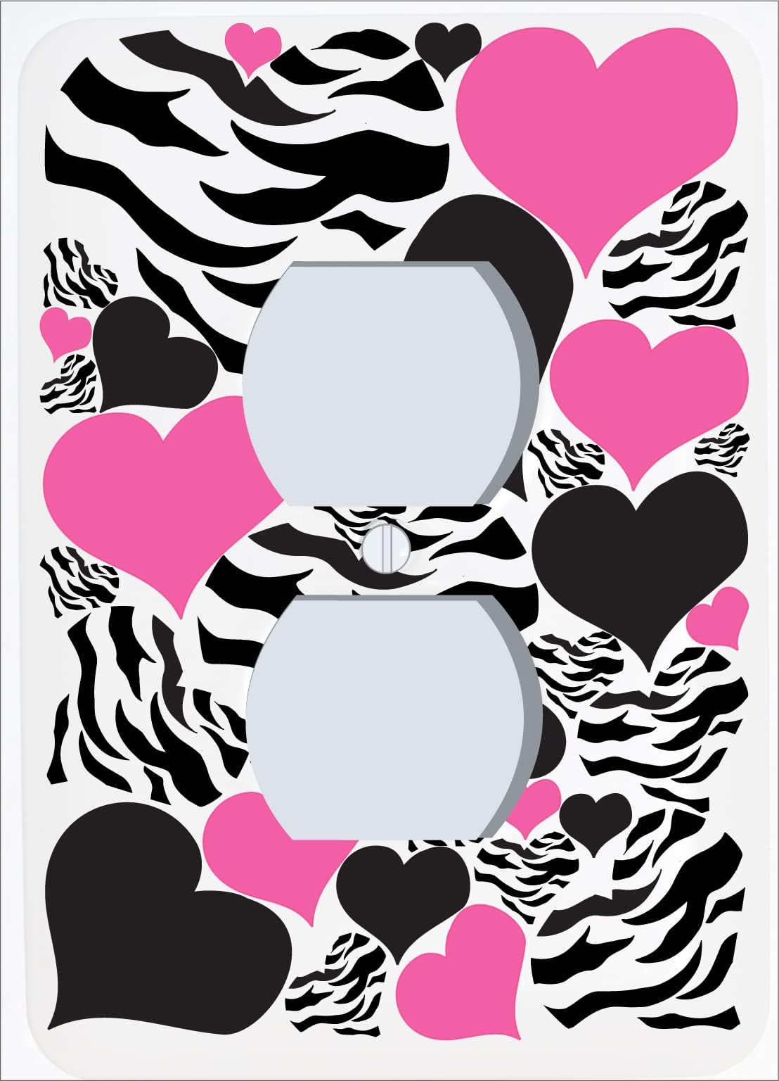 Hot Pink Heart Zebra Background Leopard Print Hearts Wall Decals In