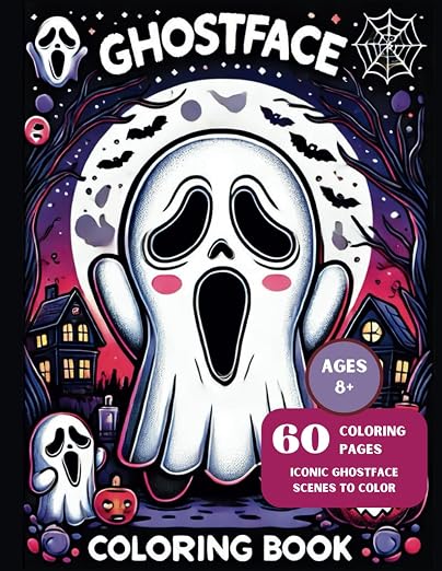 Ghostface Coloring Book: 60 Coloring Pages, Iconic Ghostface Scenes to ...