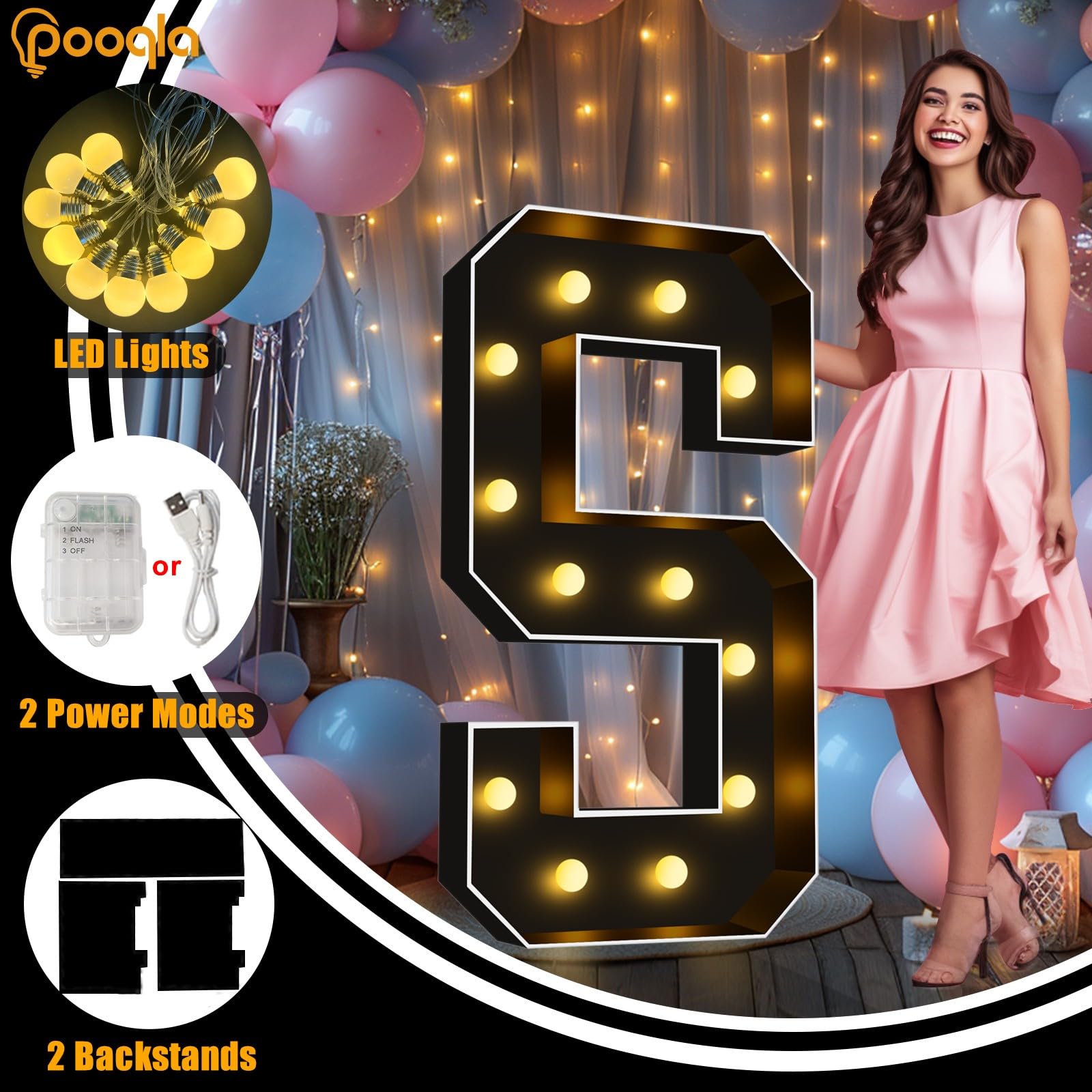 Snapklik.com : 4 FT Marquee Light Up Letters, Giant Sign Black Marquee ...